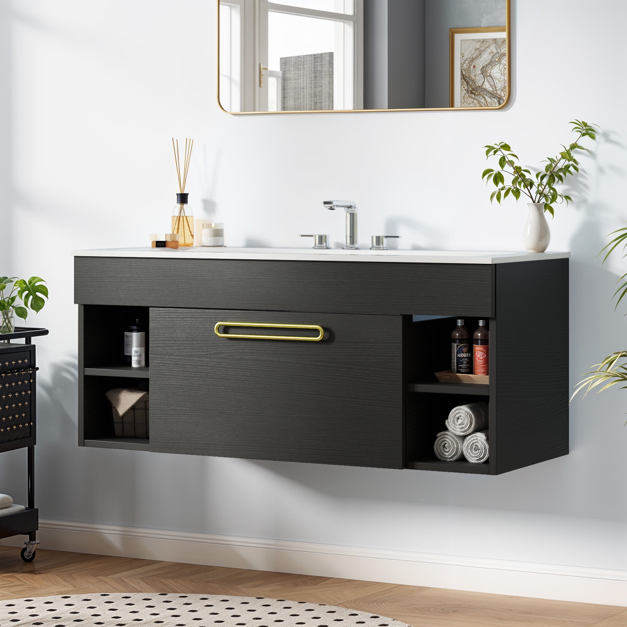 ModFusion 39 Inch Bathroom Vanity with Countertop Basin, Floating ...