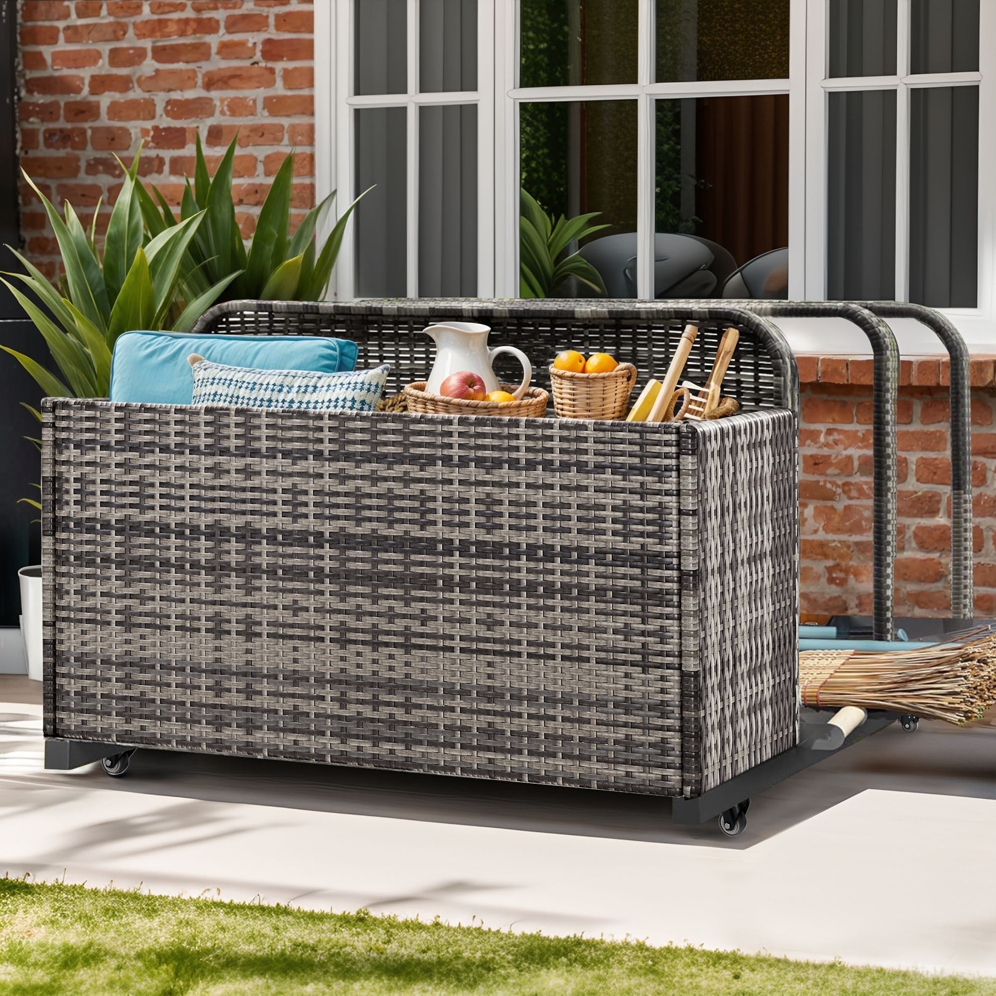 ModFusion 39-Inch Outdoor Wicker Patio Storage Caddy - Walmart.com