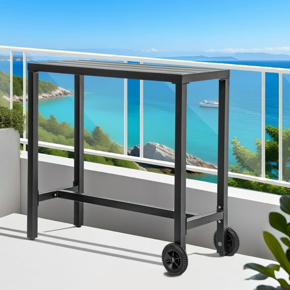 ModFusion 39" Slim Long Bar Table, High Pub Table w/ Sturdy Frame for ...