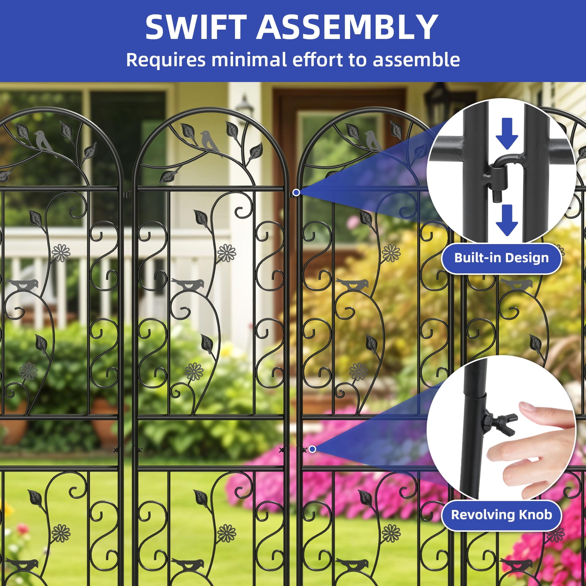 ModFusion 4-Pack Metal Trellises with Interlocking Panels, Spiked Legs ...