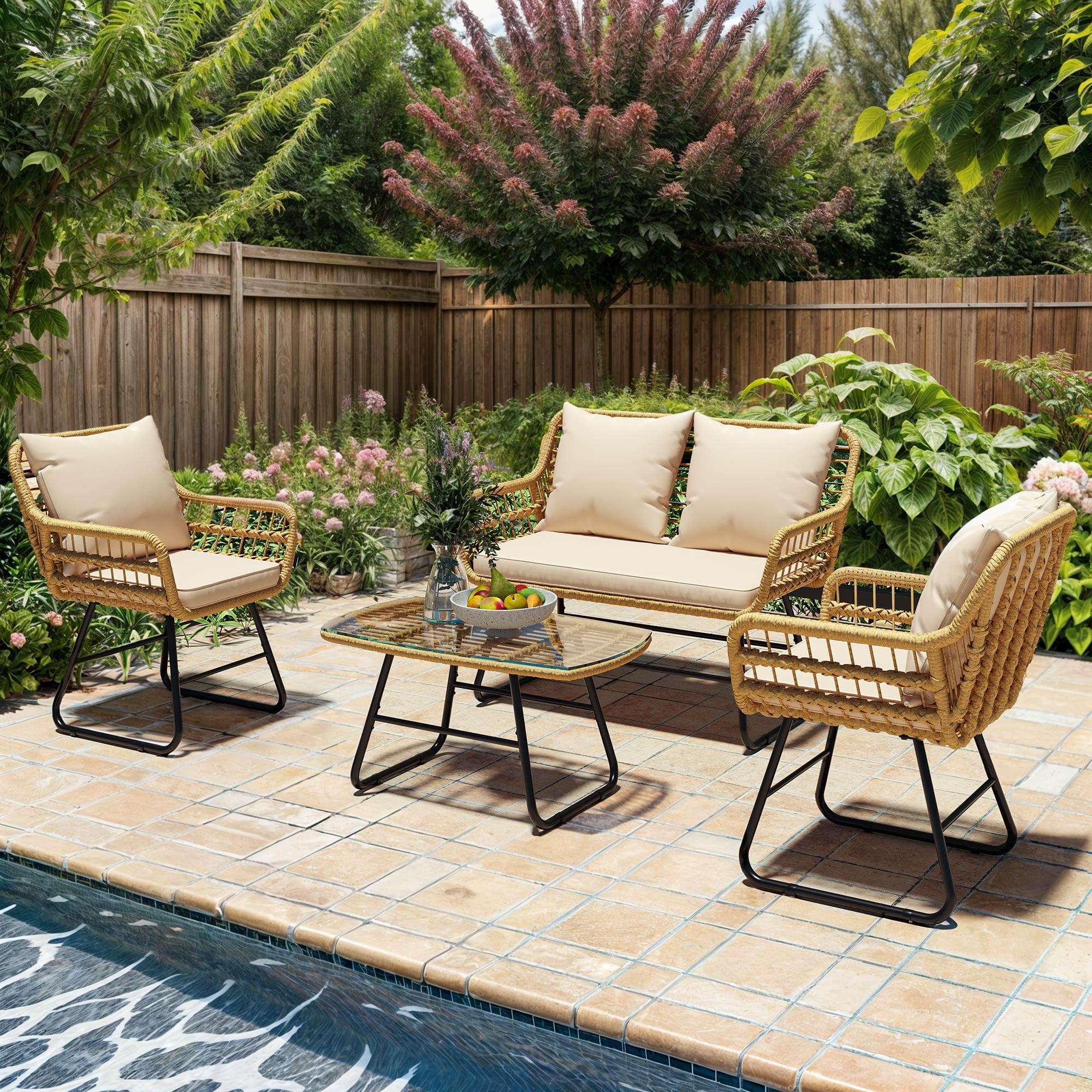 ModFusion 4-Piece All-Weather Outdoor Indoor Patio Furniture Set ...
