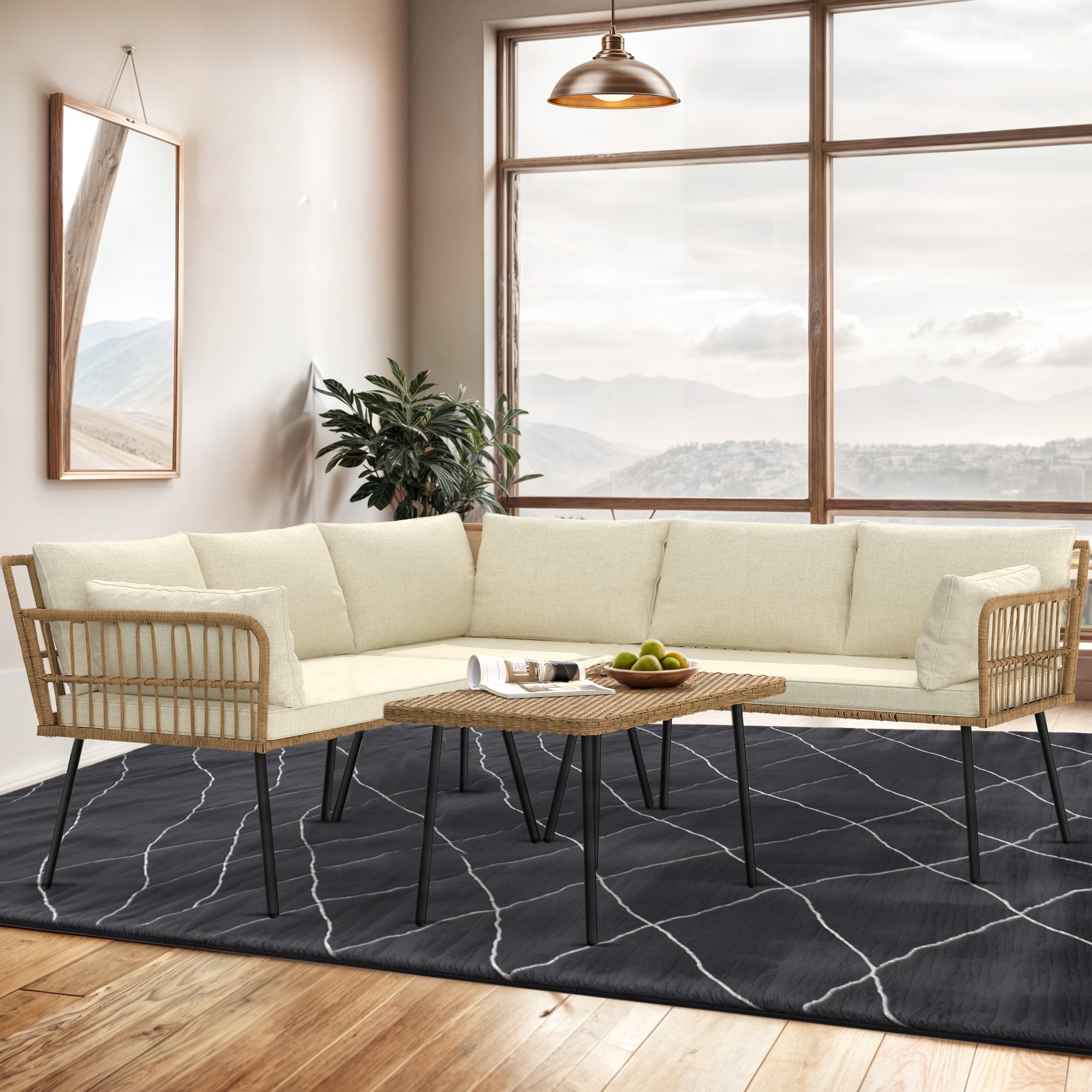 ModFusion 4-Piece Outdoor Indoor Sectional Sofa Patio Wicker Furniture ...
