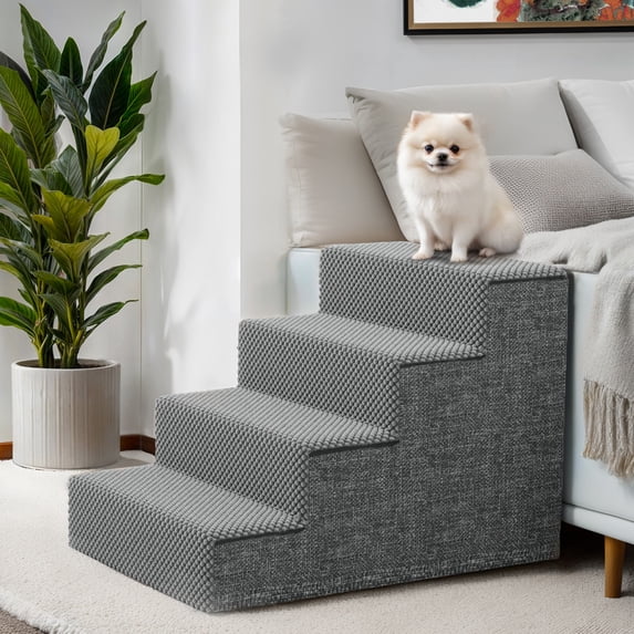 Modfusion 4-Step Soft Dog Stairs for Bed, Portable & Machine Washable ...