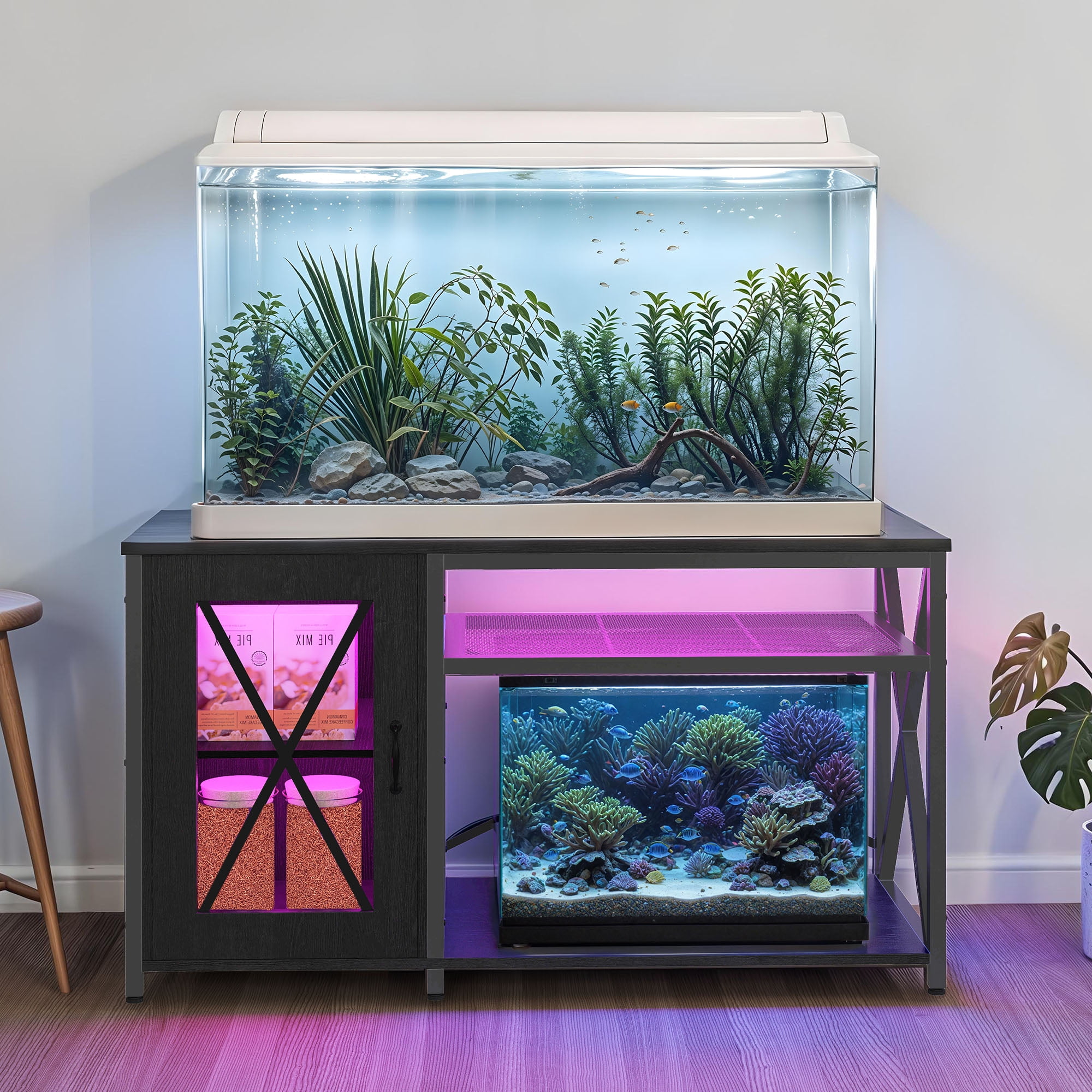 ModFusion 40-50 Gallon Aquarium Stand with Storage Cabinet, Fixed ...