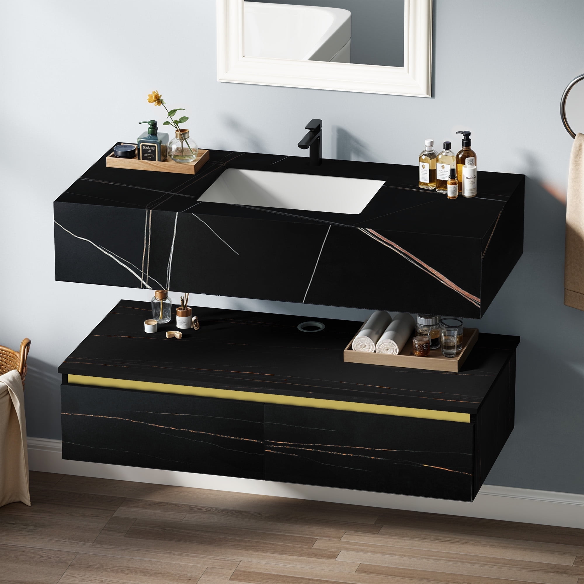 ModFusion 40" Floating Bathroom Vanity with Undermount Ceramic Sink ...