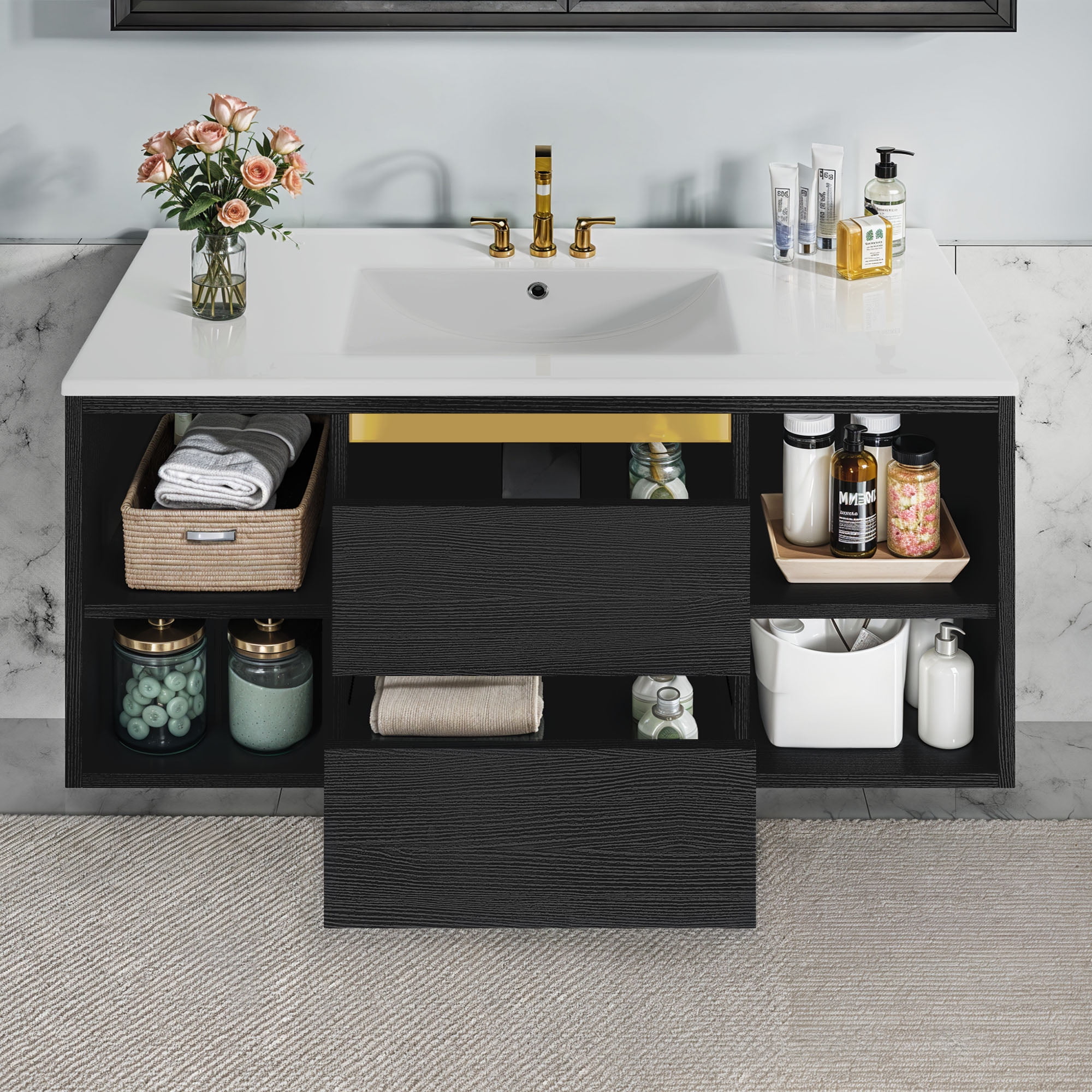 ModFusion 40 Inch Bathroom Vanity with Integrated Sink, Floating ...