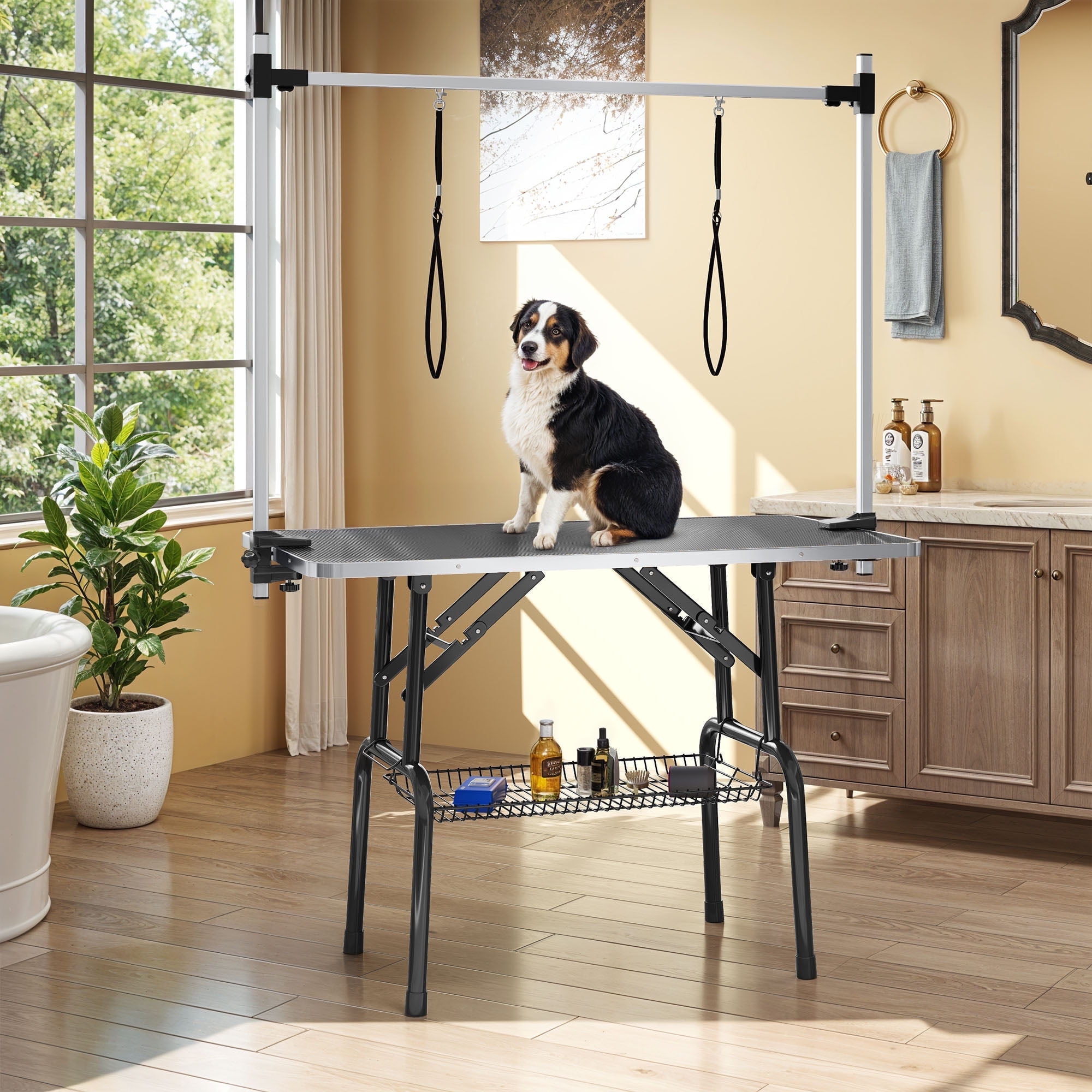 ModFusion 42" Adjustable Dog Grooming Table with Anti-Slip, Storage ...