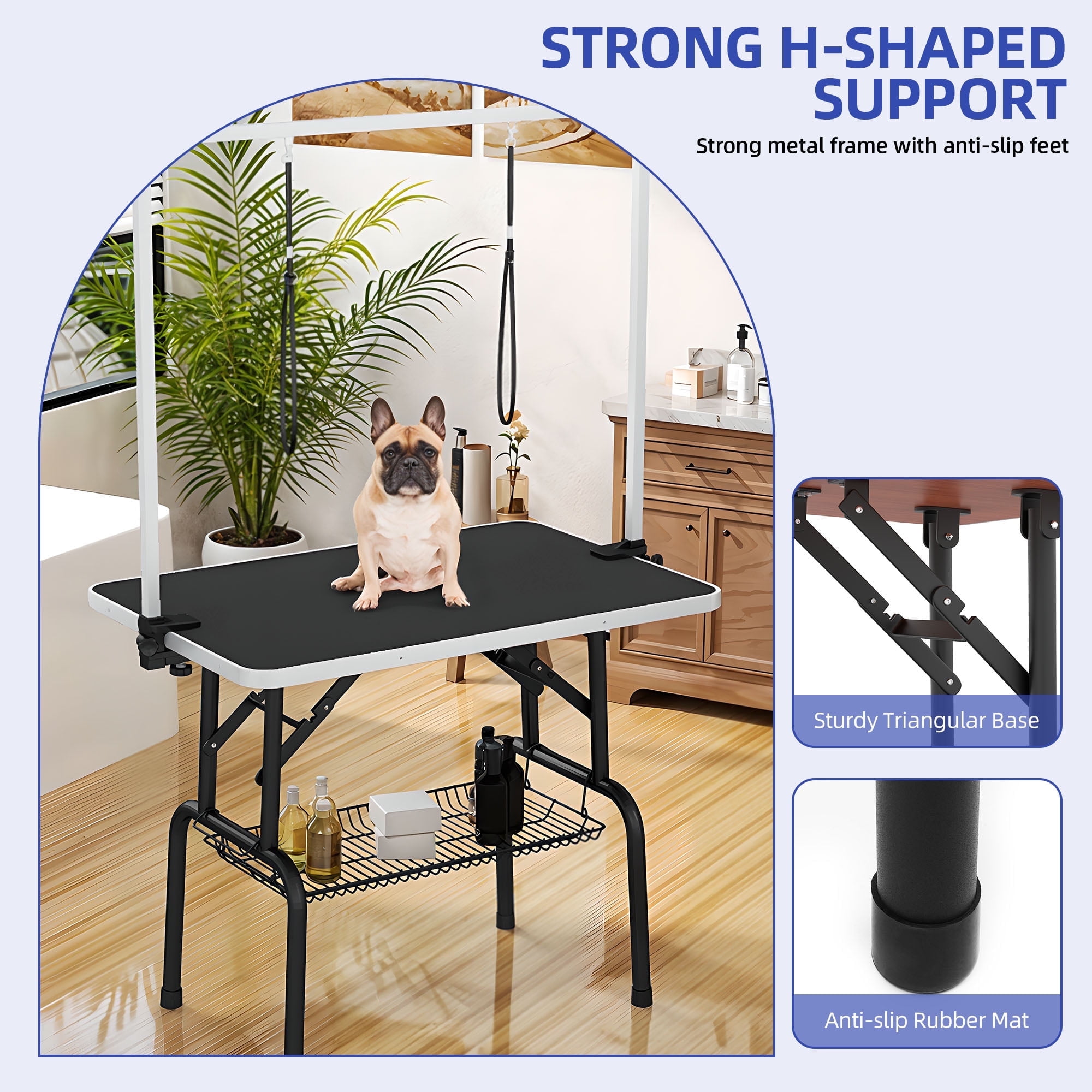 ModFusion 42” Foldable Dog Grooming Table with Tool Storage Rack, Non ...