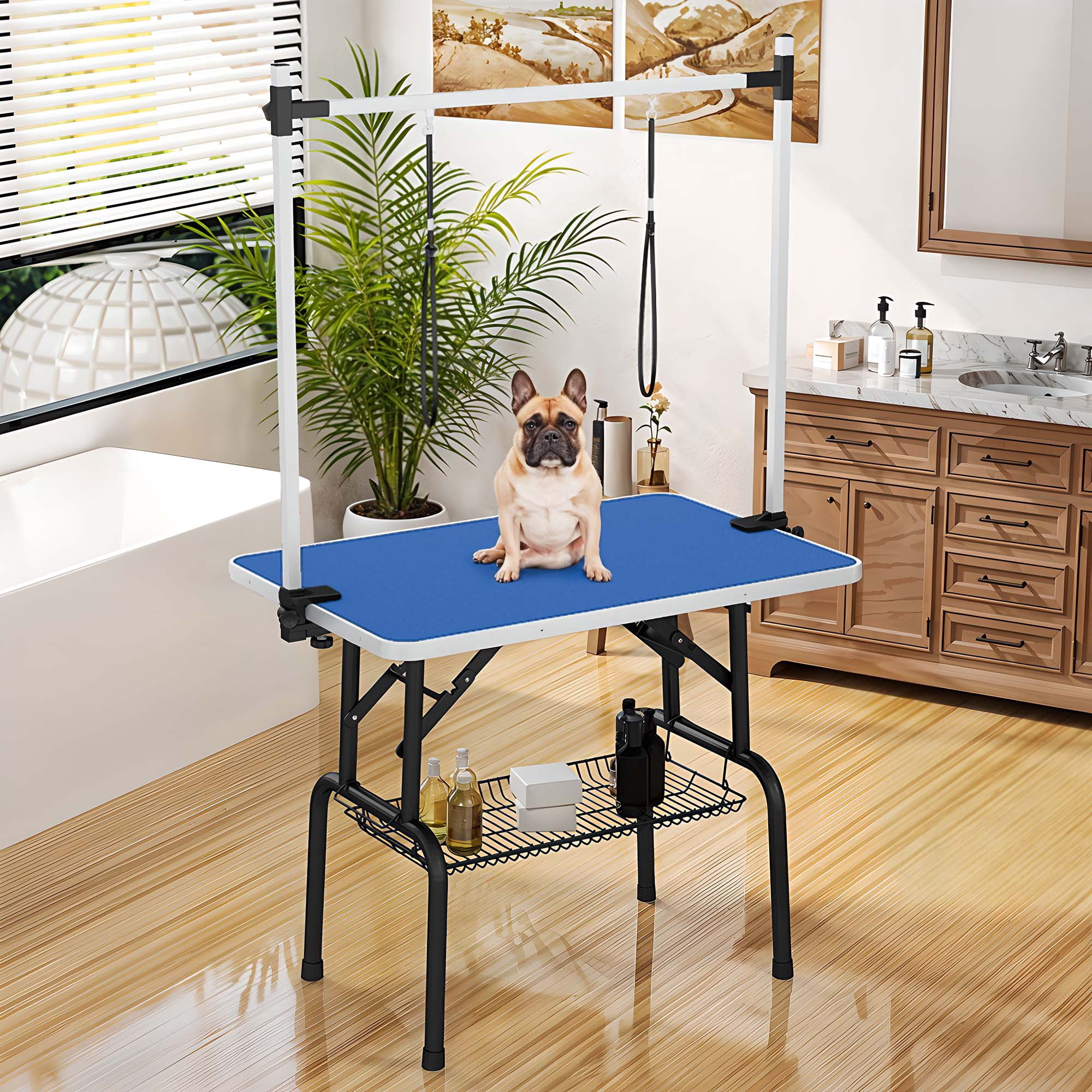 ModFusion 42” Heavy-Duty Folding Pet Grooming Table with Mesh Steel ...