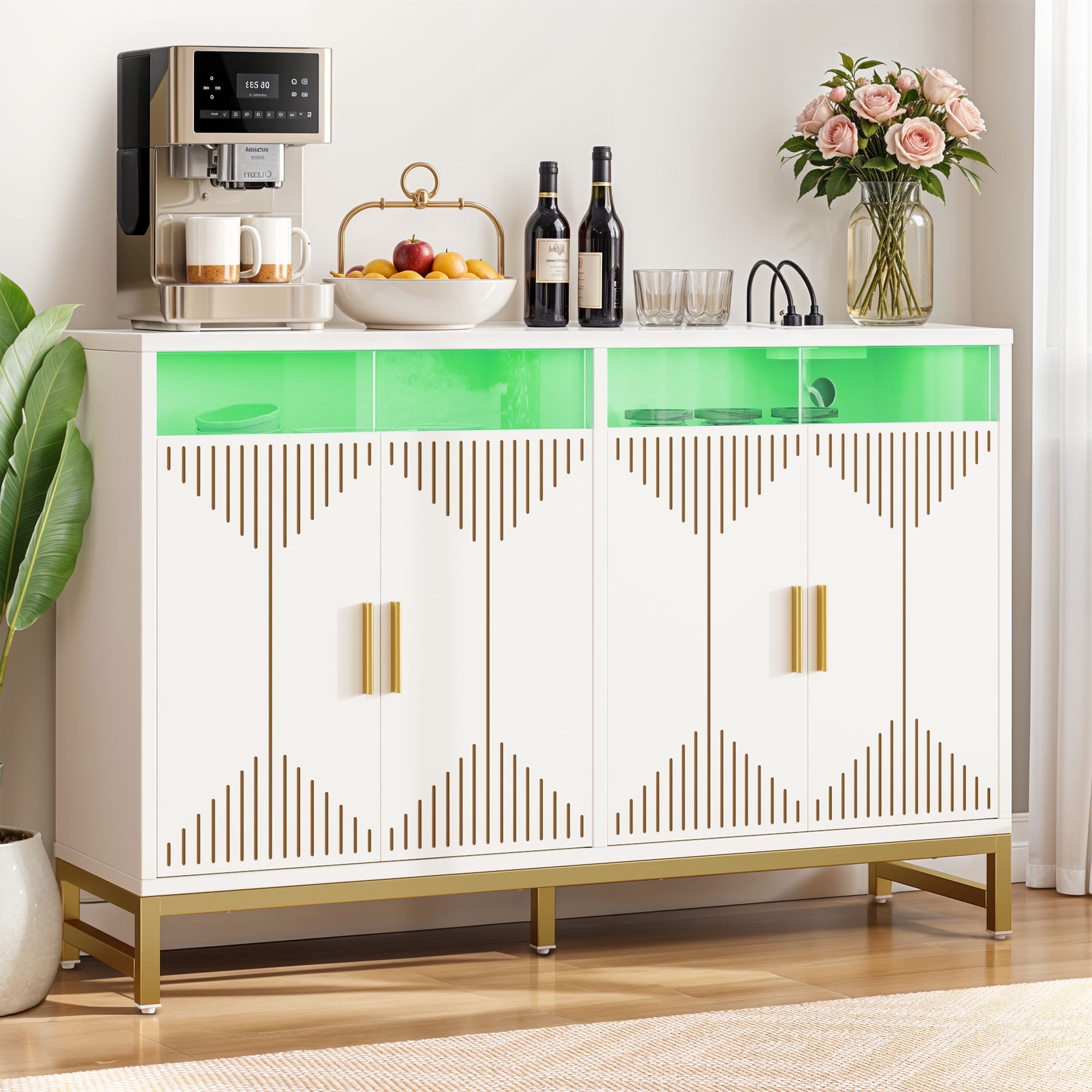 ModFusion 47 Inch Cabinet with LED Light, USB Power Outlet, Adjustable ...