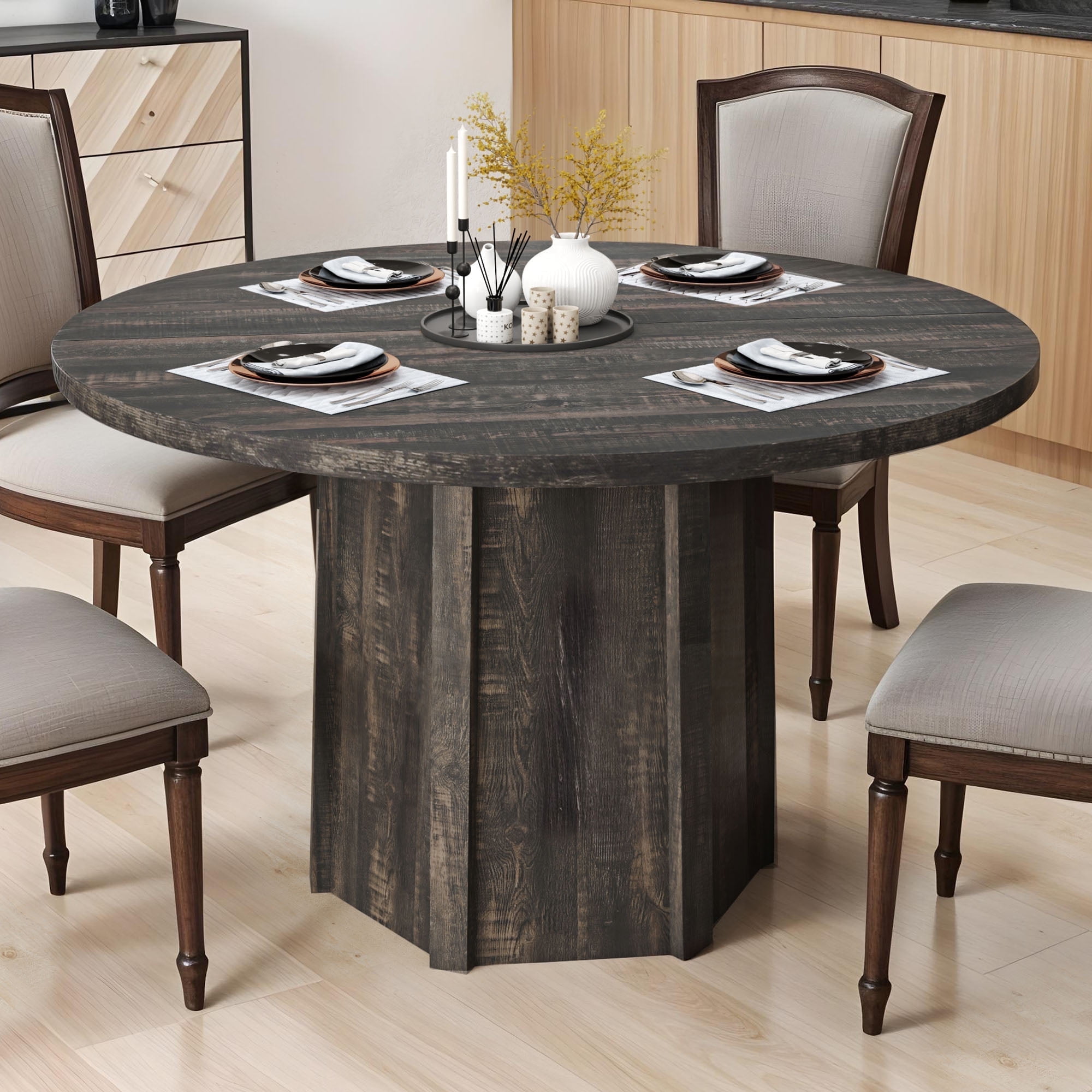 ModFusion 47" Round Dining Table, Water-Resistant, Adjustable Feet ...