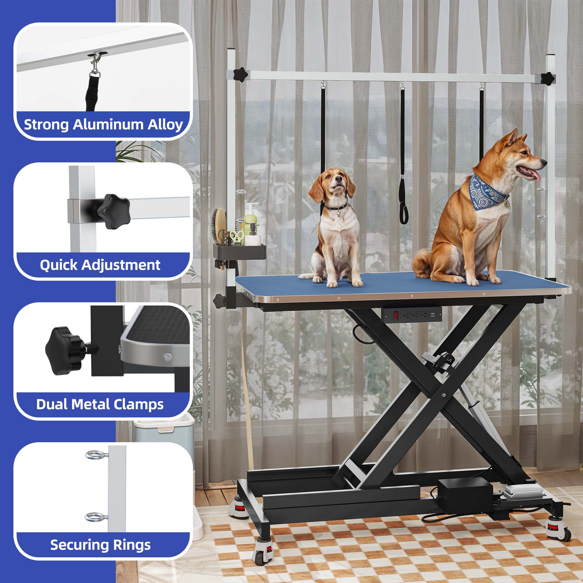 ModFusion 47x24 Inch Electric Dog Grooming Table with Power Outlet ...