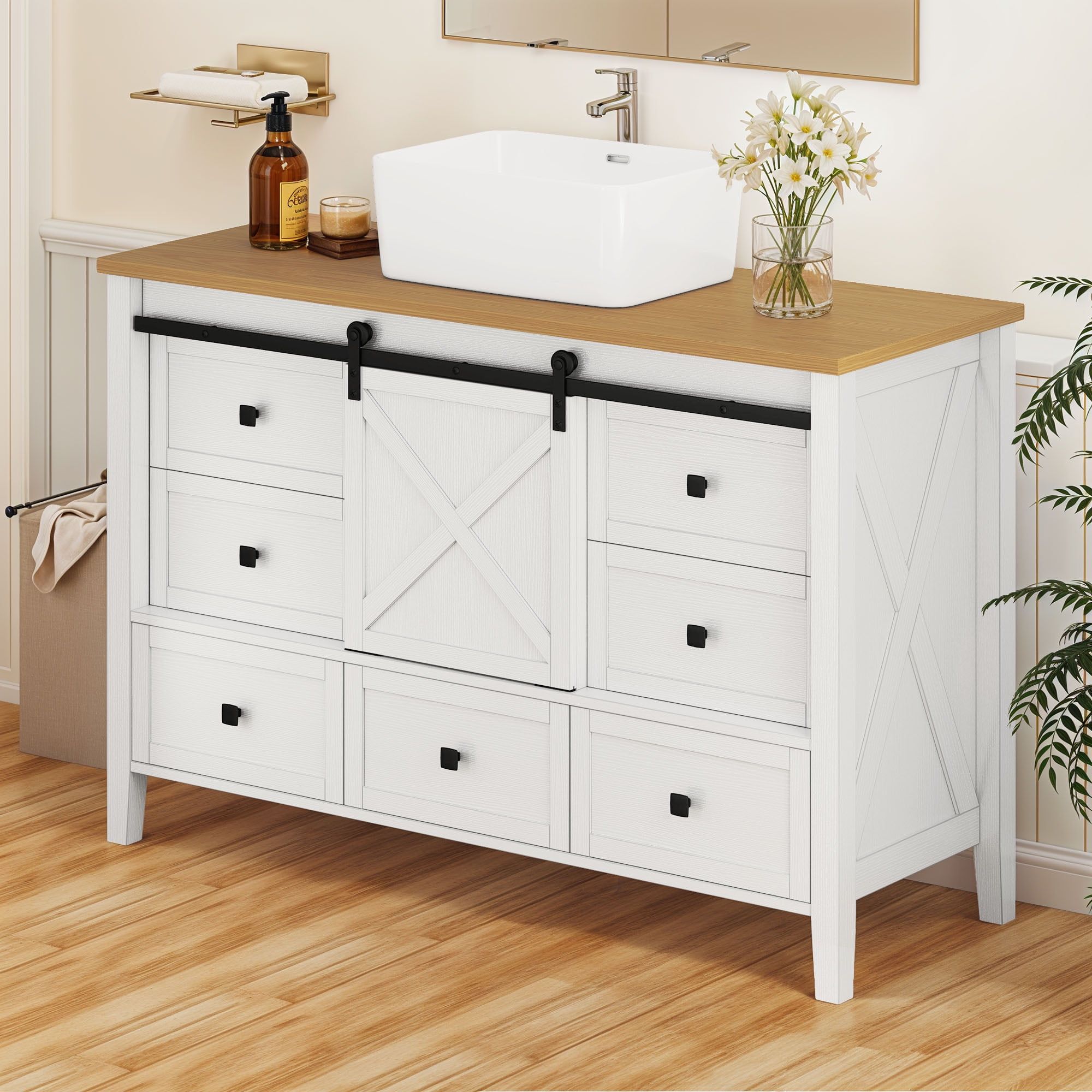 ModFusion 48" Free-Standing Bathroom Vanity with Ceramic Vessel Basin ...