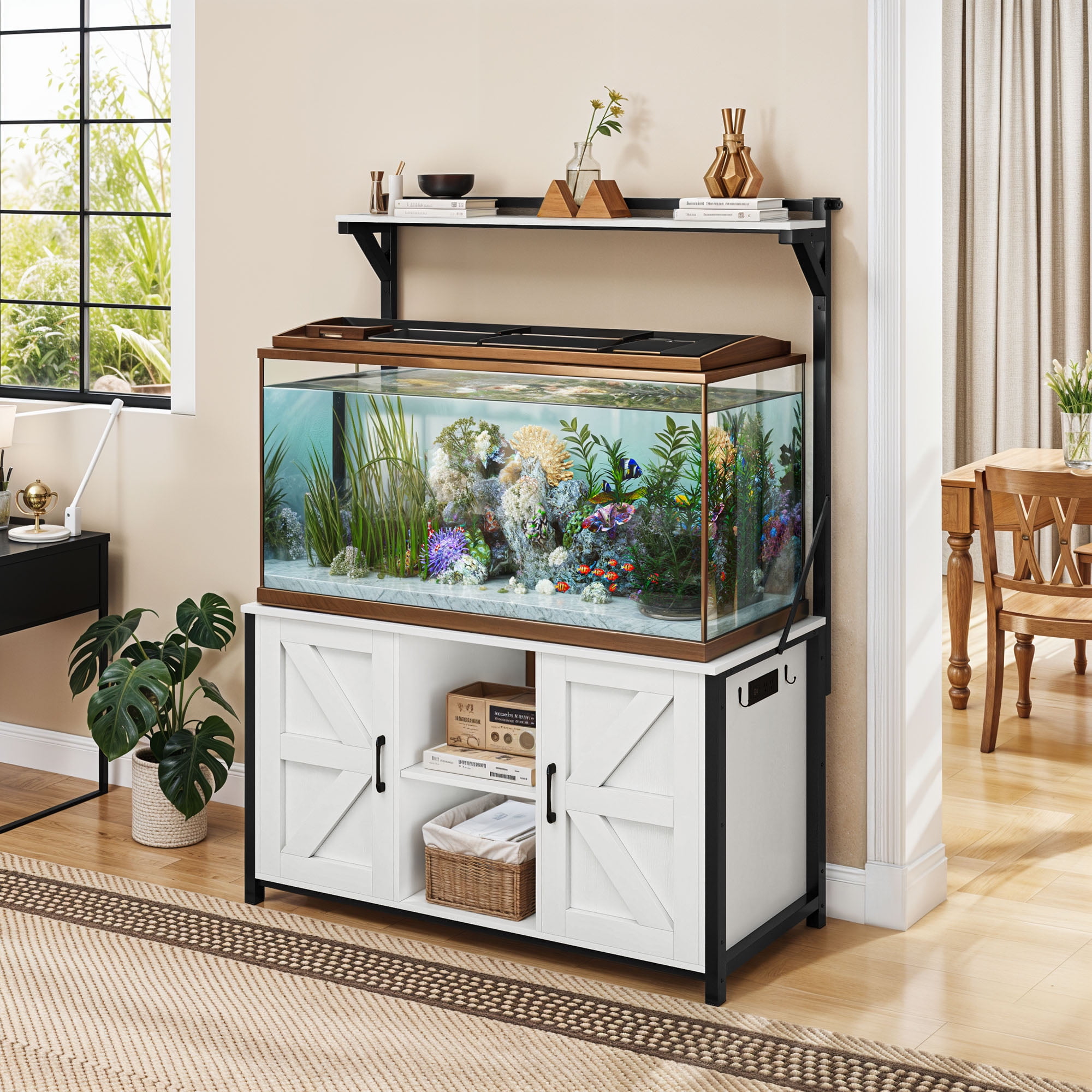 ModFusion 48" Modern White Farmhouse Aquarium Stand with Storage ...