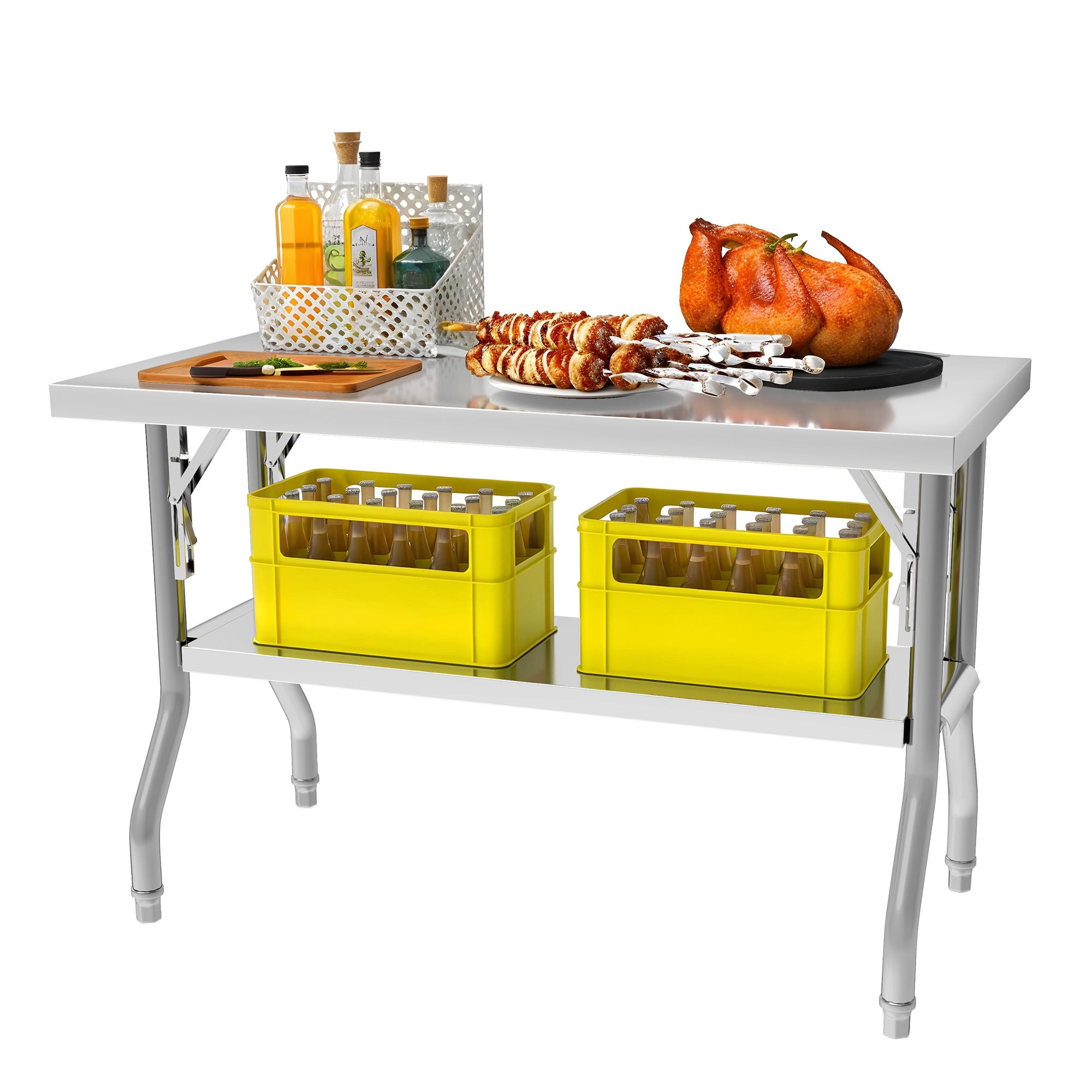 ModFusion 48" x 24" Stainless Steel Folding Table with Removable ...