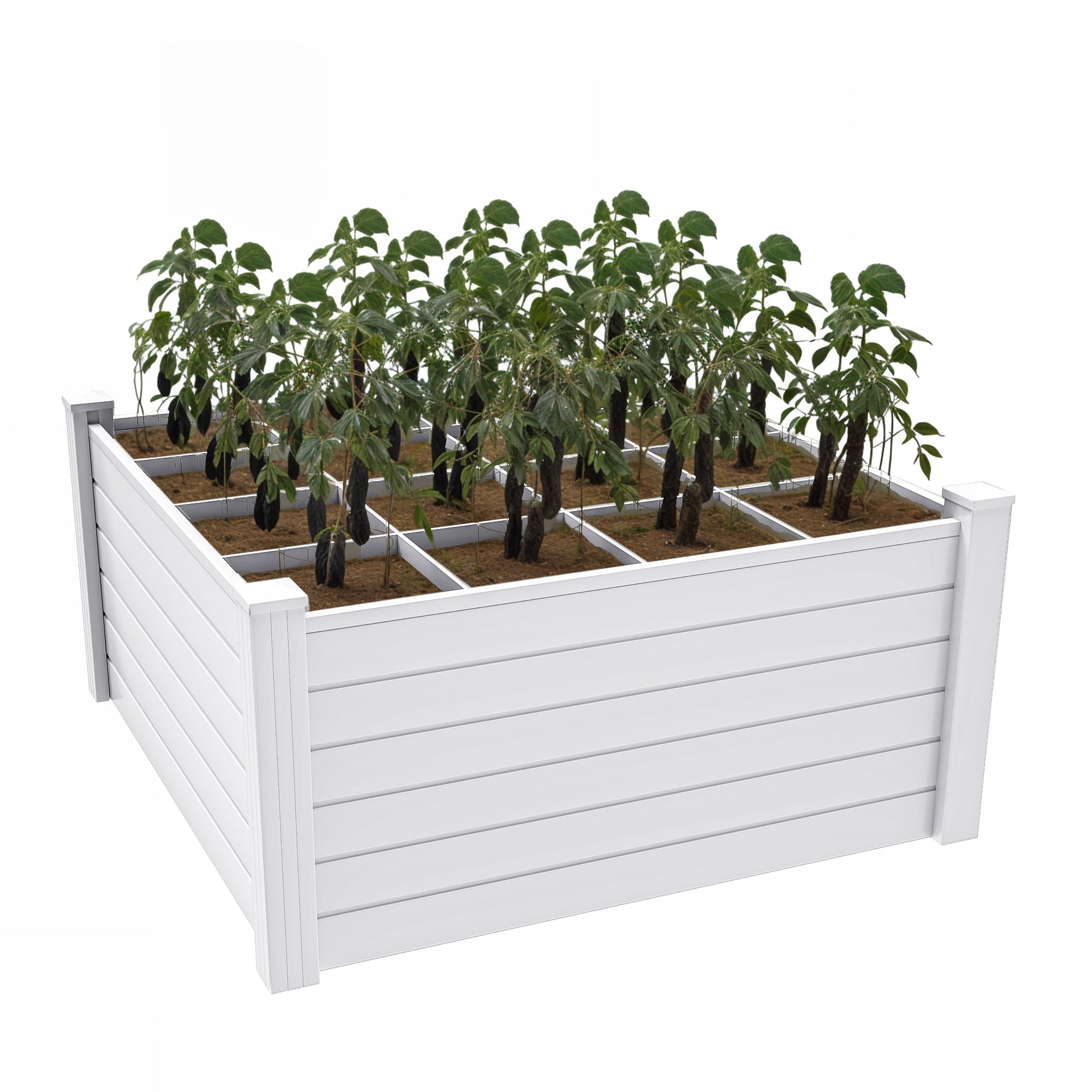 ModFusion 4x4x2 ft Resin Raised Garden Bed Kit with Divider, Modular ...