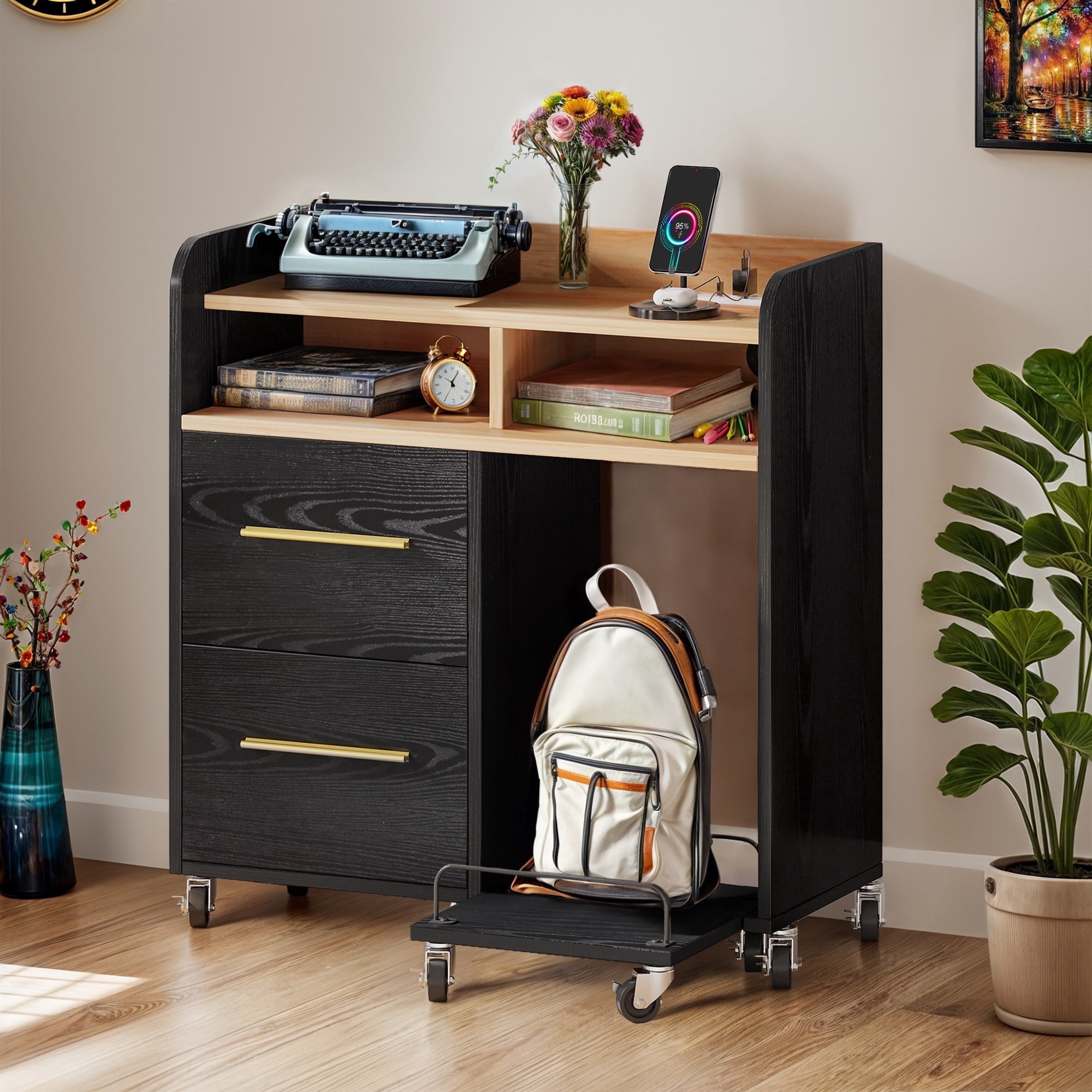 ModFusion 5 in 1 File Cabinet: 2-File Drawer, Charging Station, Pull ...