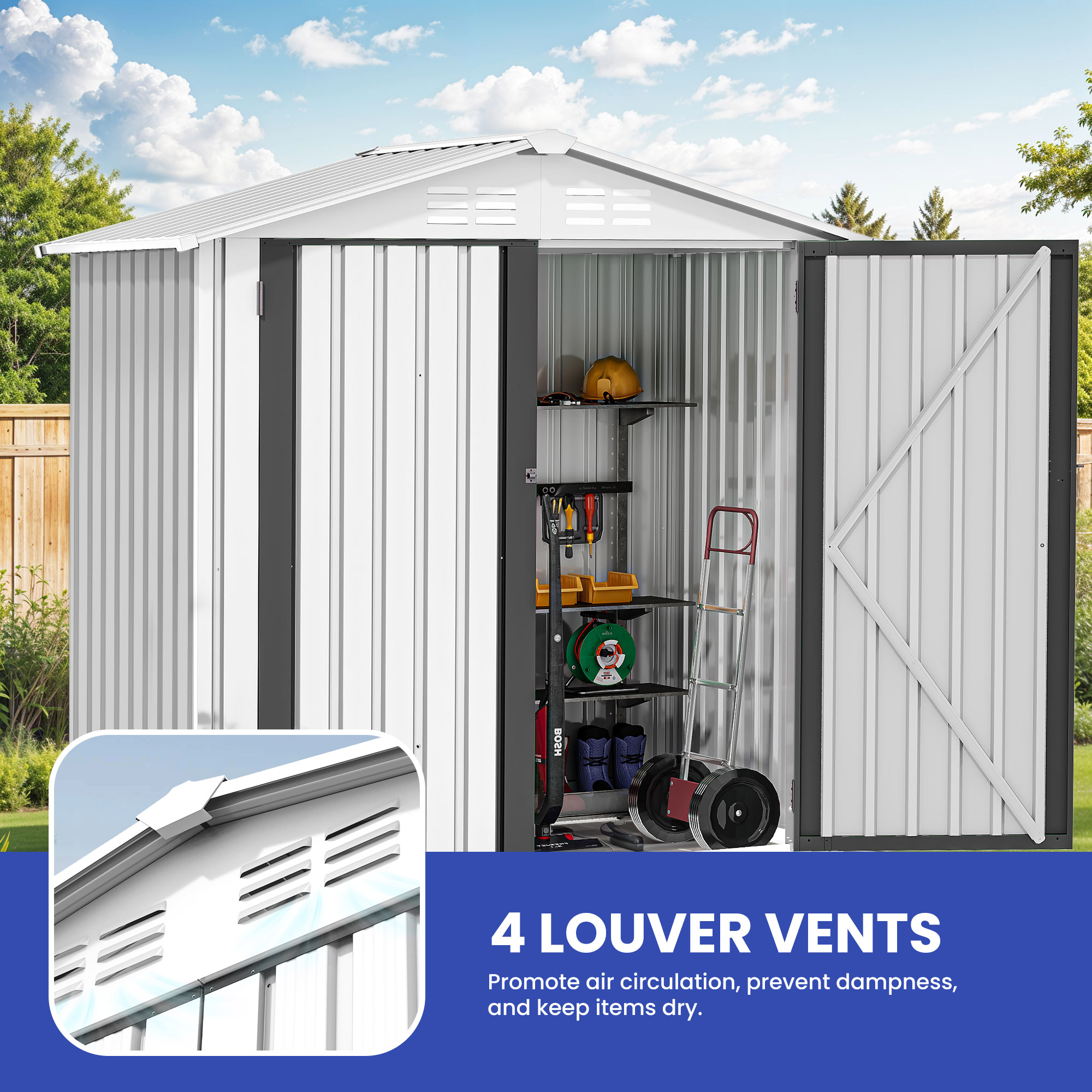 ModFusion 5.6x3.2 ft Storage Shed with Rust-Resistant Galvanized Metal ...