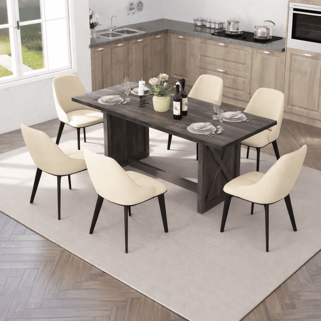 ModFusion 5.9ft Dining Table for 6 to 8 people, Wood Kitchen, 2.6x2.4 ...