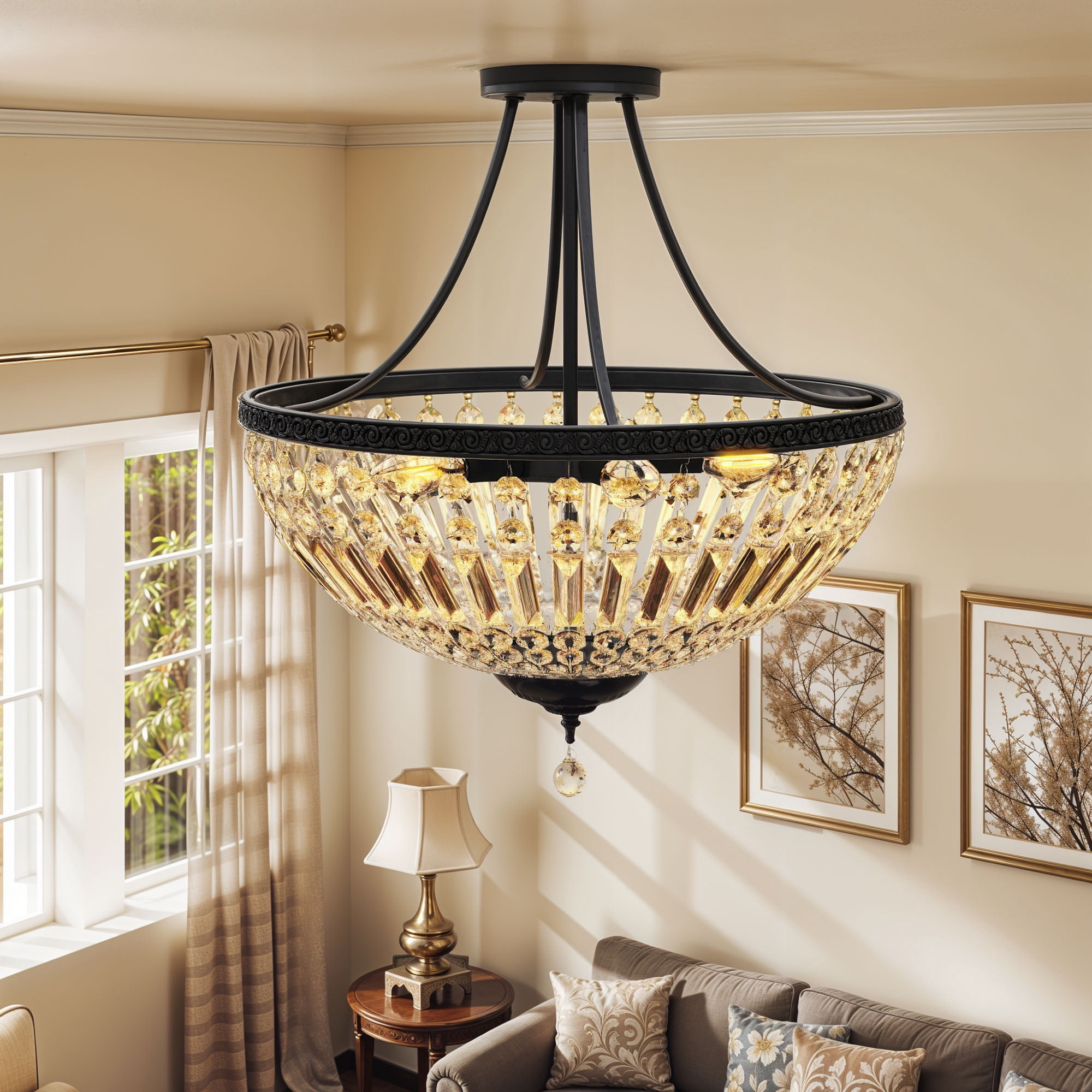 ModFusion 5-Lamp Semi Ceiling Light with Durable Iron & Glass, Semi ...
