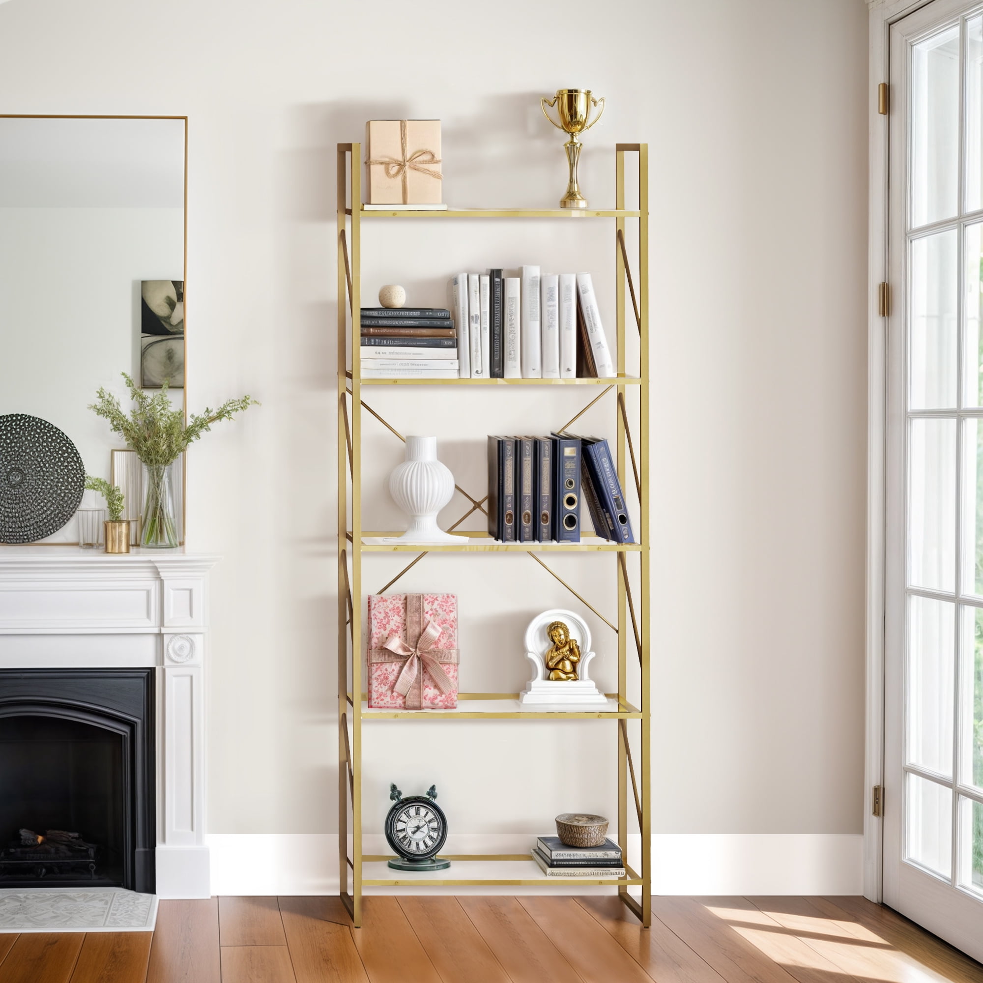 ModFusion 5-Tier Bookcase, Modern Free standing Storage Shelf BookShelf ...