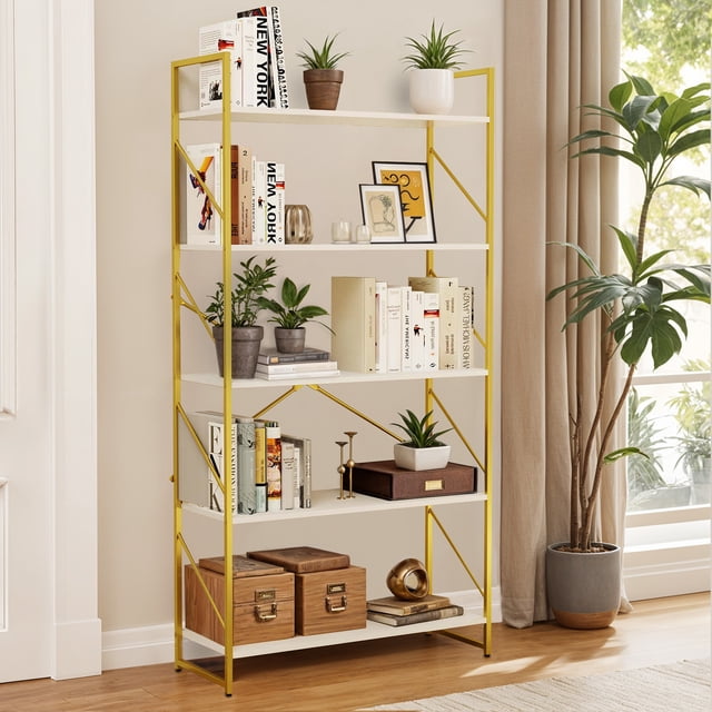 ModFusion 5 Tier Bookcase and Bookshelf, Open Storage for Home Office ...
