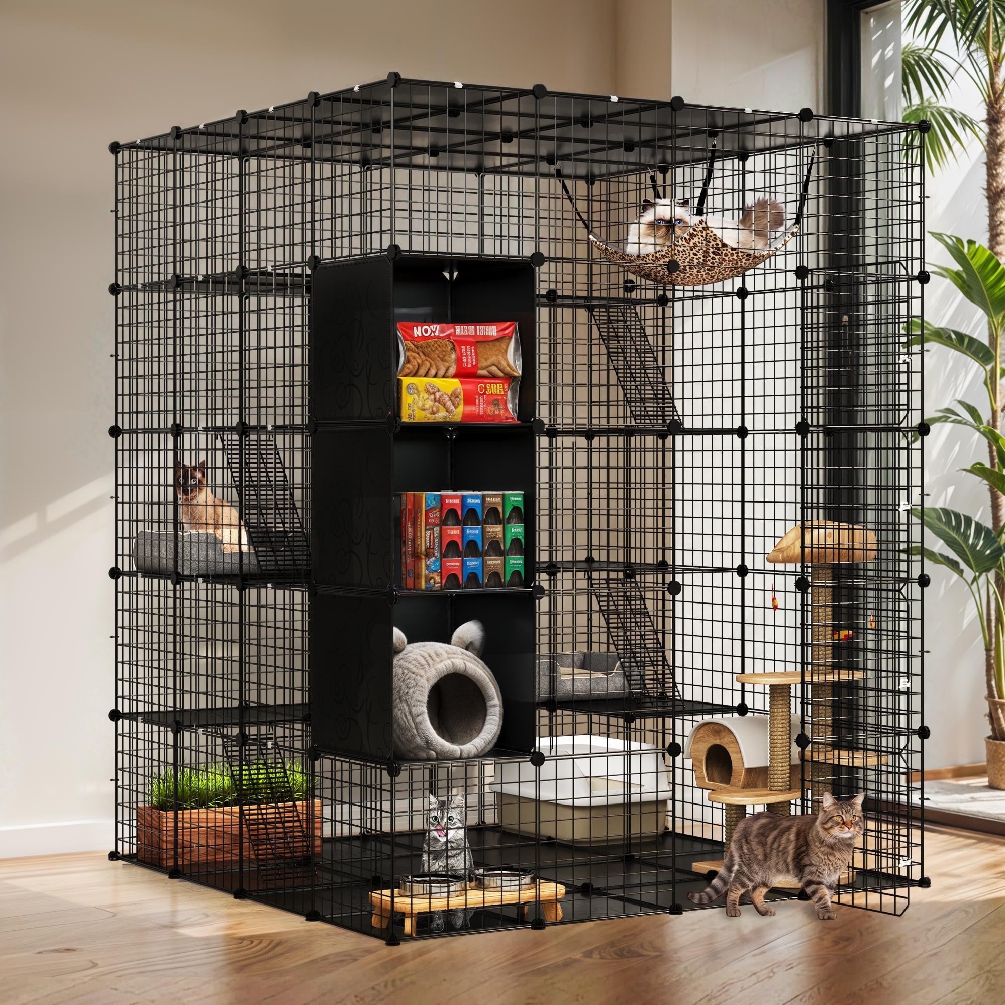 ModFusion 5 Tiers DIY Catio Cat Enclosure with Hammock Platforms for 1 ...