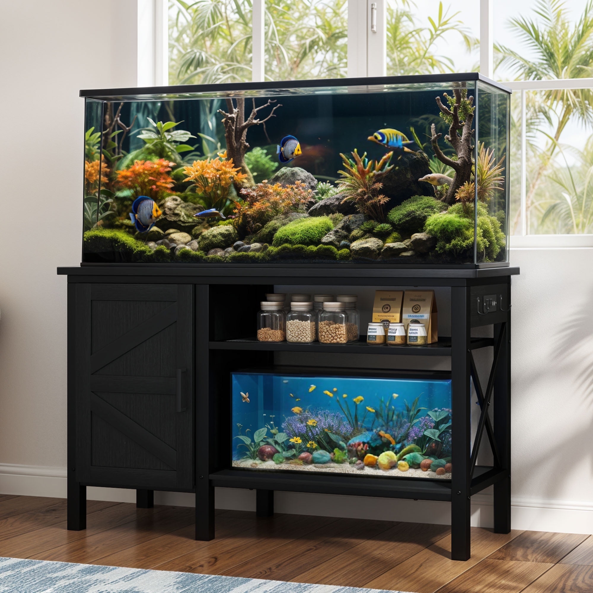 ModFusion 52" Black Aquarium Stand - Stylish Fish Tank Stand for Up to ...
