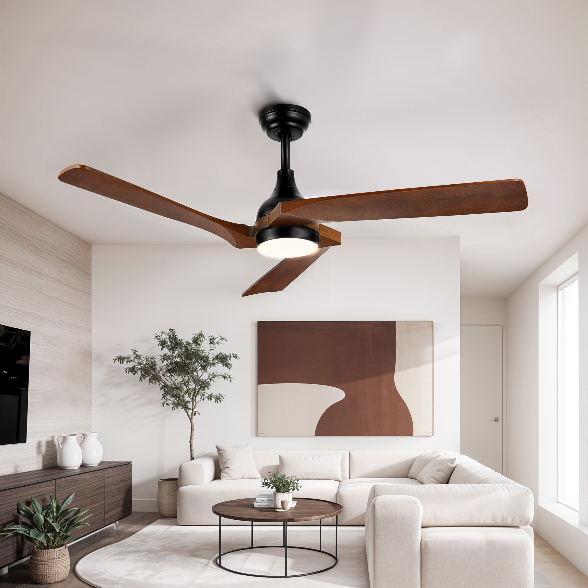 ModFusion 52" Contemporary Energy-Saving Ceiling Fan Light, Silent 6 ...