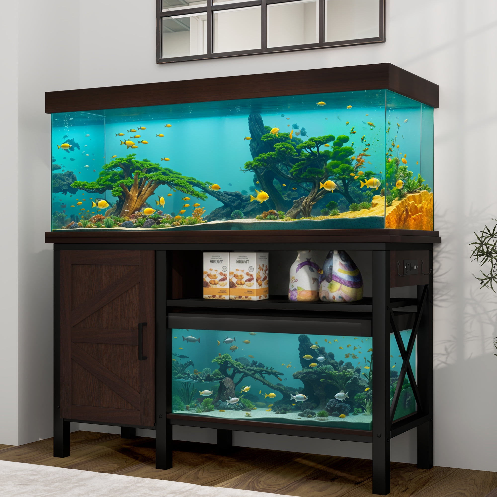 ModFusion 52" Dark Brown Aquarium Stand with Built-In Power Outlet ...