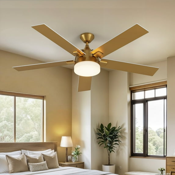 ModFusion 52-Inch Dual Style Ceiling Fan, White and Gold Blades, Remote ...