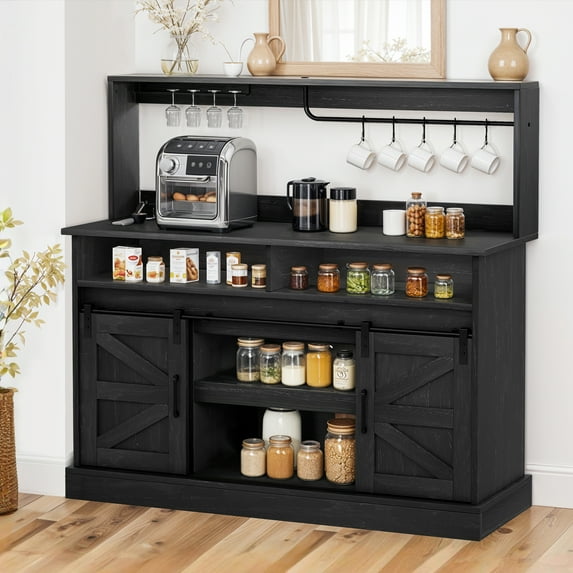 ModFusion 52" Sliding Barn Door Cabinet with Built-in Power Outlet ...