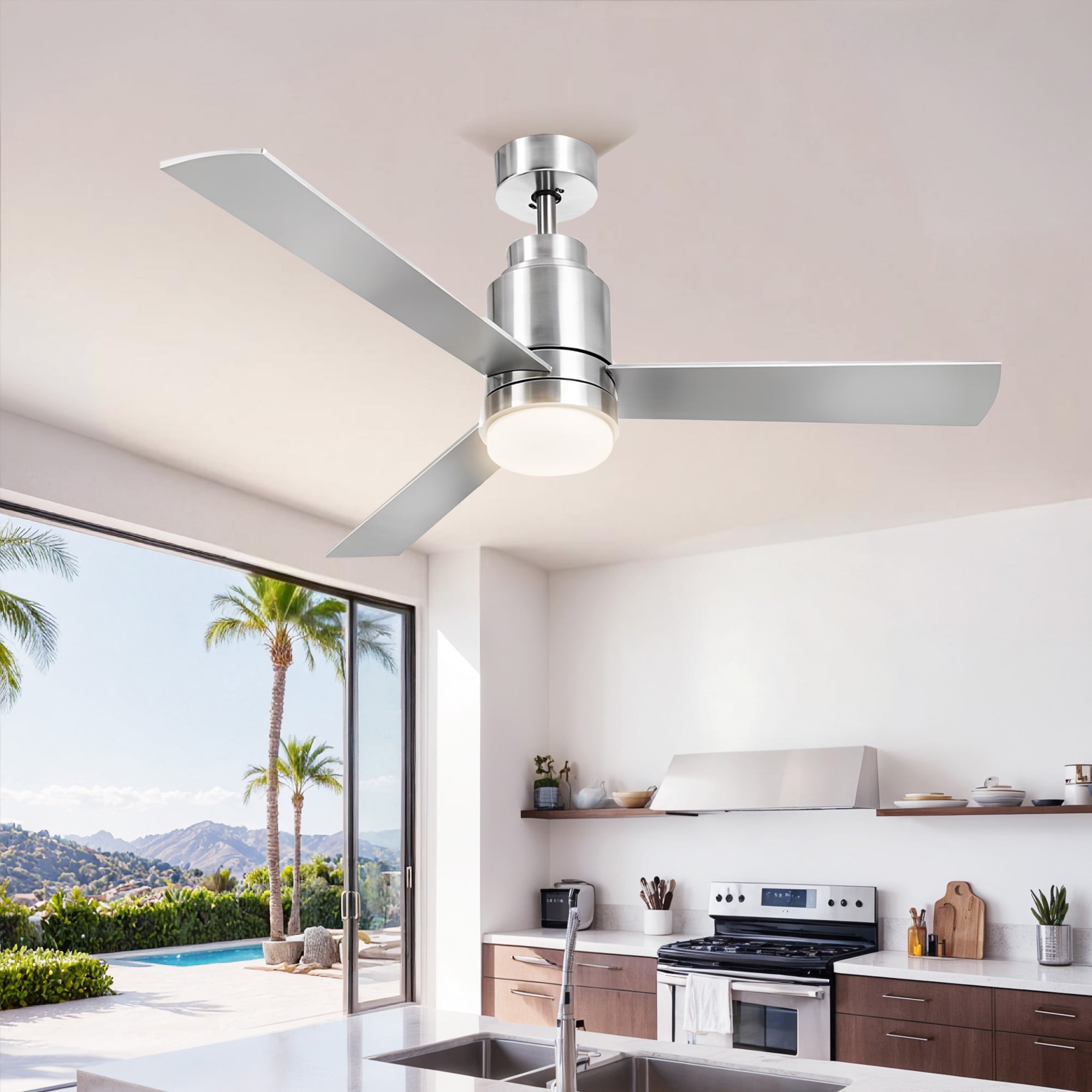ModFusion 52" Smart Ceiling Fan with LED Light, 3-Blade, Voice Control ...