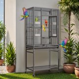 ModFusion 53" Bird Cage With Wheel and Cover, Large Cage for Parakeets ...