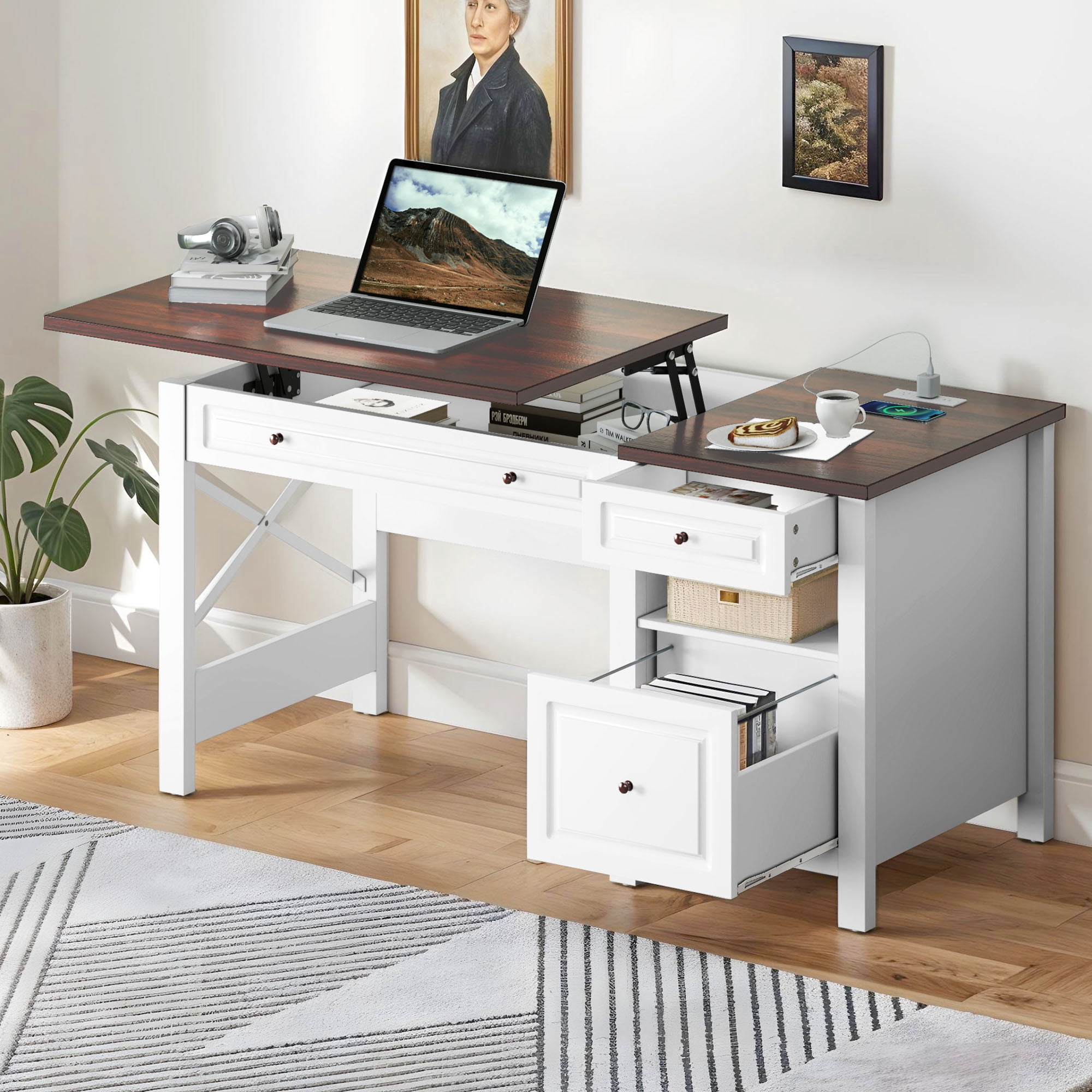 ModFusion 53" Ergonomic Computer Desk with Lift-Up Tabletop ...