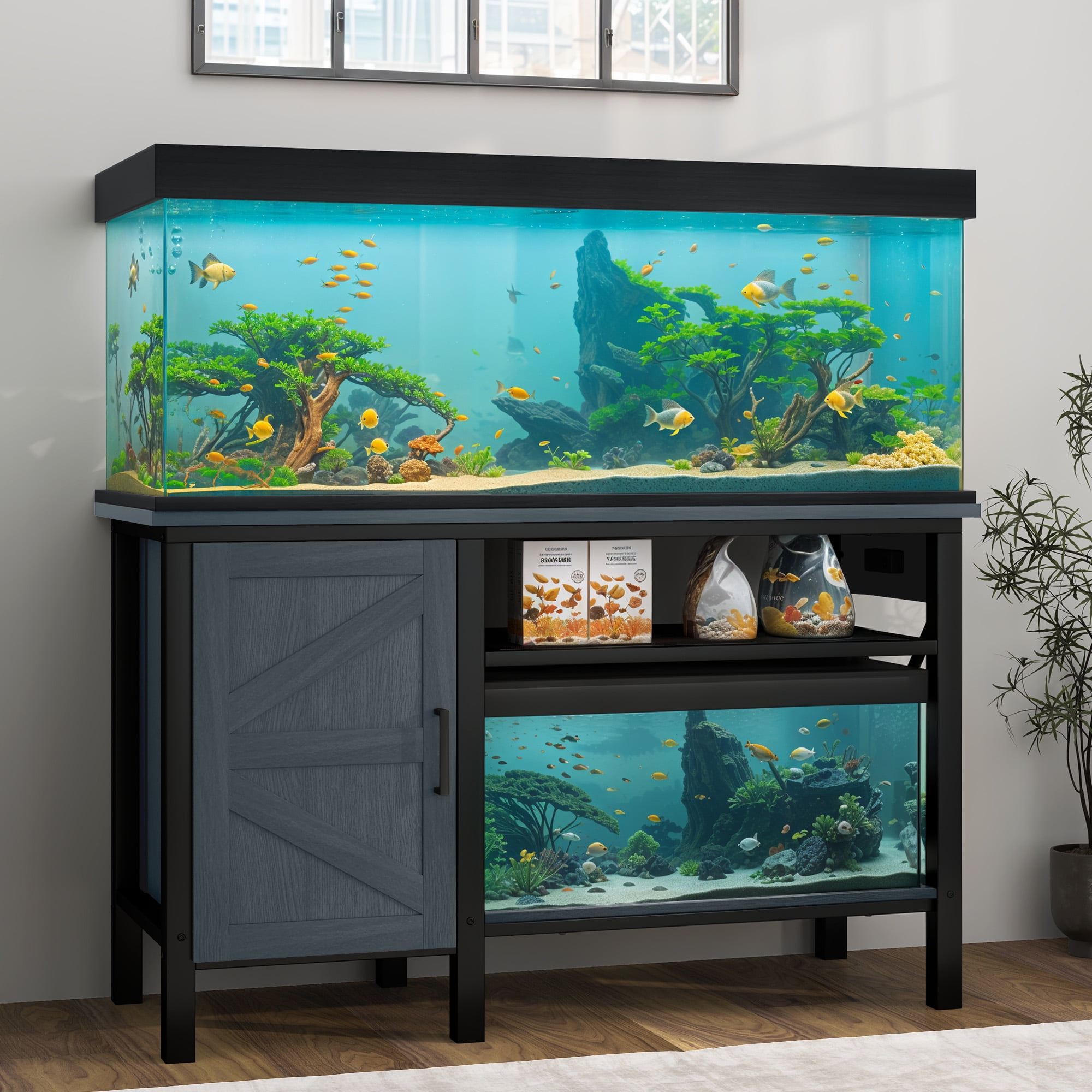 ModFusion 55-75 Gallon Aquarium Stand with Power Outlets, Heavy Duty ...