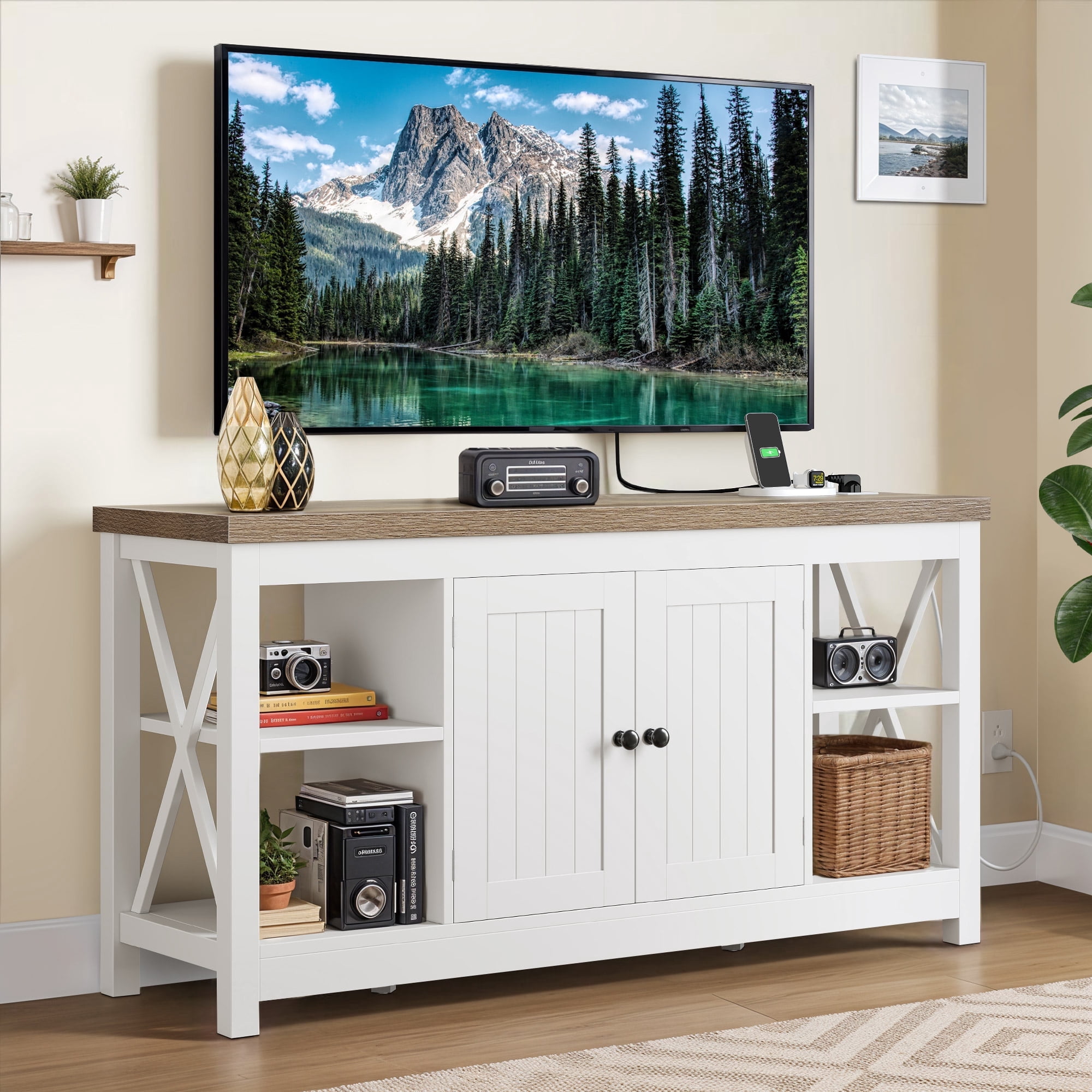 ModFusion 55-Inch Contemporary TV Stand with Adjustable Shelves ...