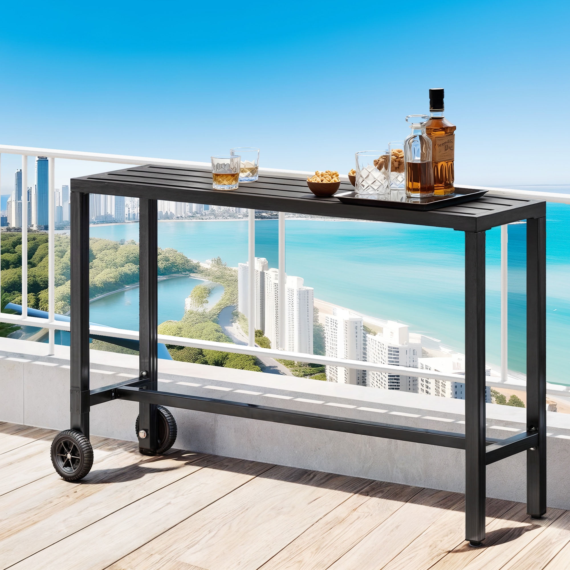 ModFusion 55" Long Bar Table, High Pub Table w/ Sturdy Frame for ...