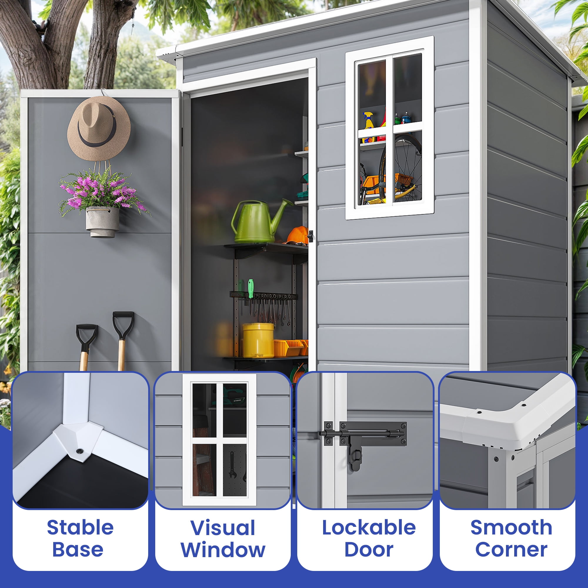 ModFusion 5x3ft Storage Shed, Fits in Corner with Floor, Window ...
