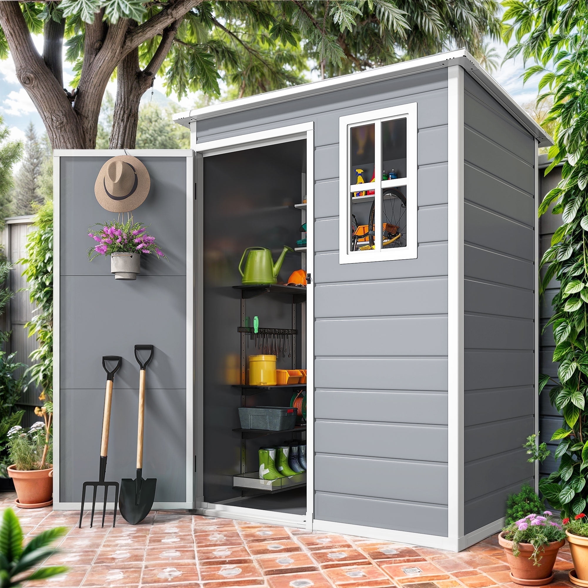 ModFusion 5x3ft Storage Shed, Fits in Corner with Floor, Window ...