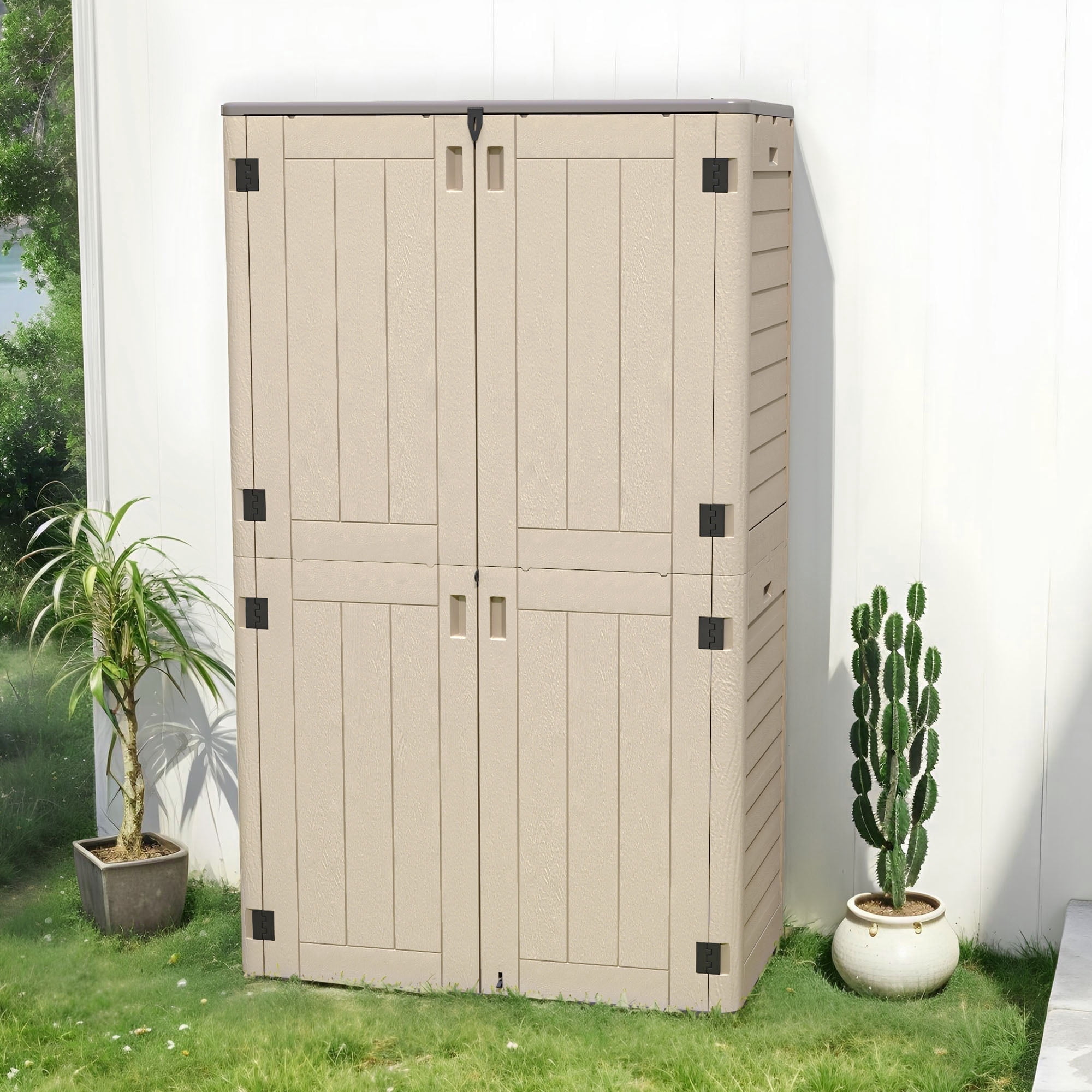 ModFusion 6.7 ft Tall Resin Storage Shed with Shelves, Floor, Lockable ...