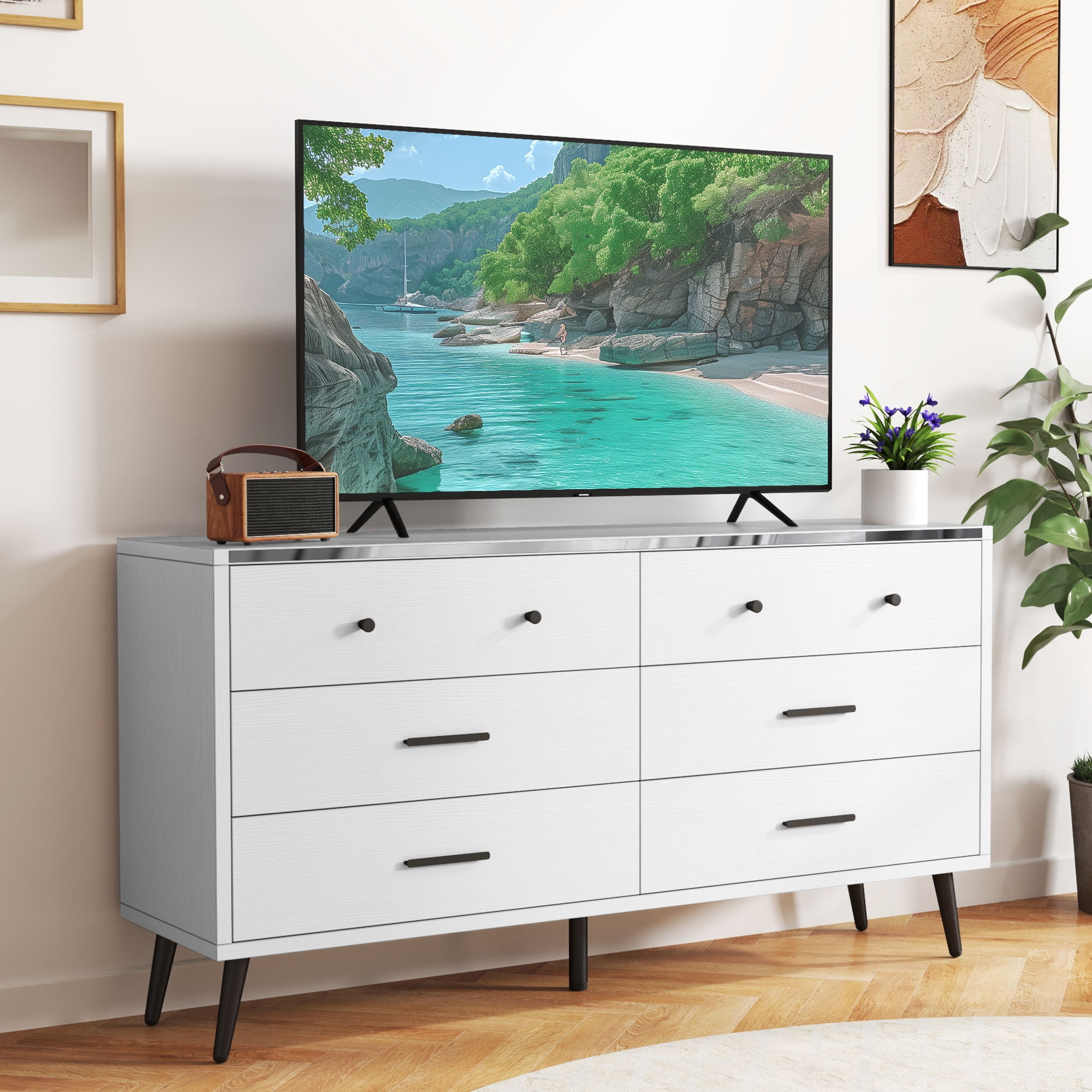 ModFusion 6-Drawer Horizontal Storage Cabinet with Adjustable Legs and ...