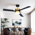 ModFusion 60-Inch Black & Gold Ceiling Fan with 3 Blades, Remote ...