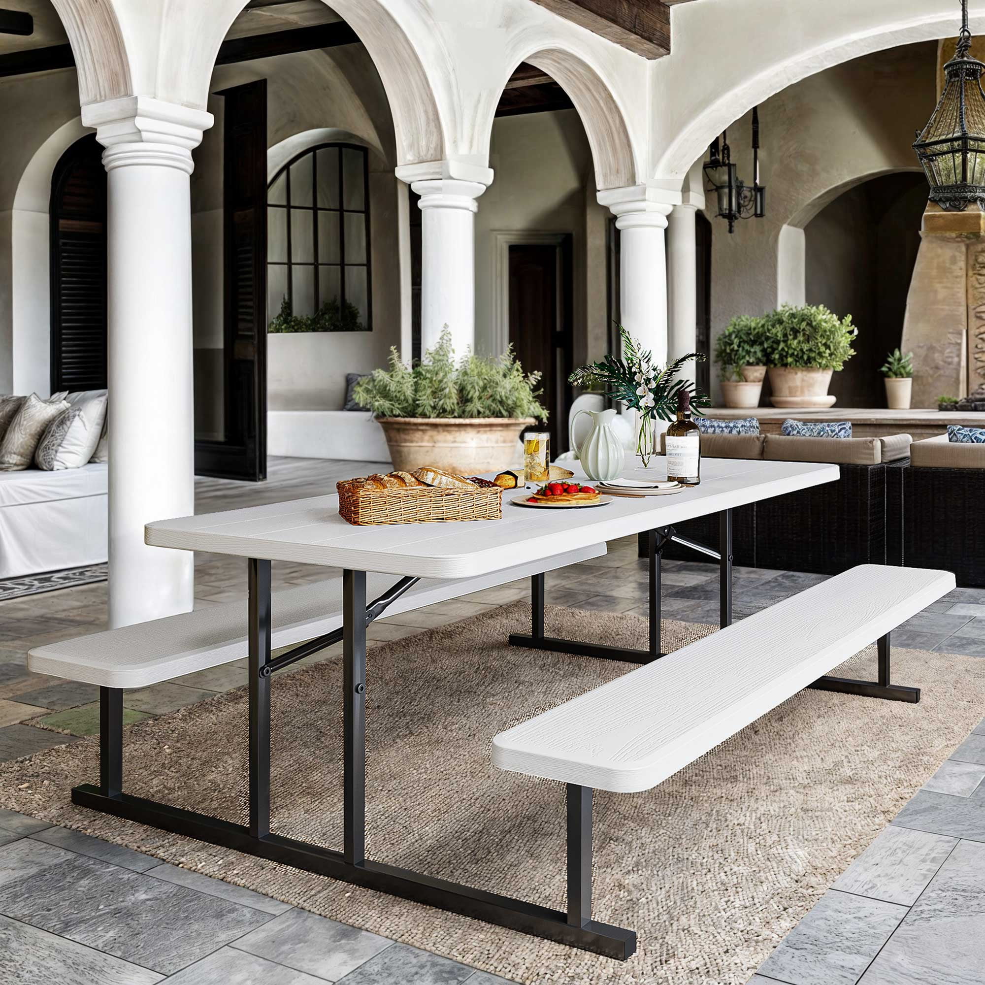 ModFusion 6ft Folding Picnic Table Set with Stable Steel Frame ...