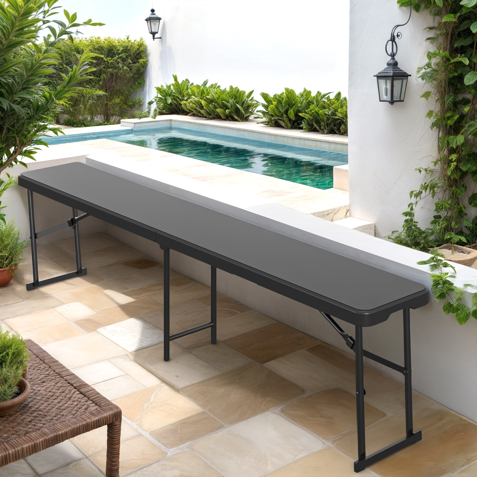 ModFusion 6ft Outdoor Folding Bench, Portable Dining Seat for Patio ...