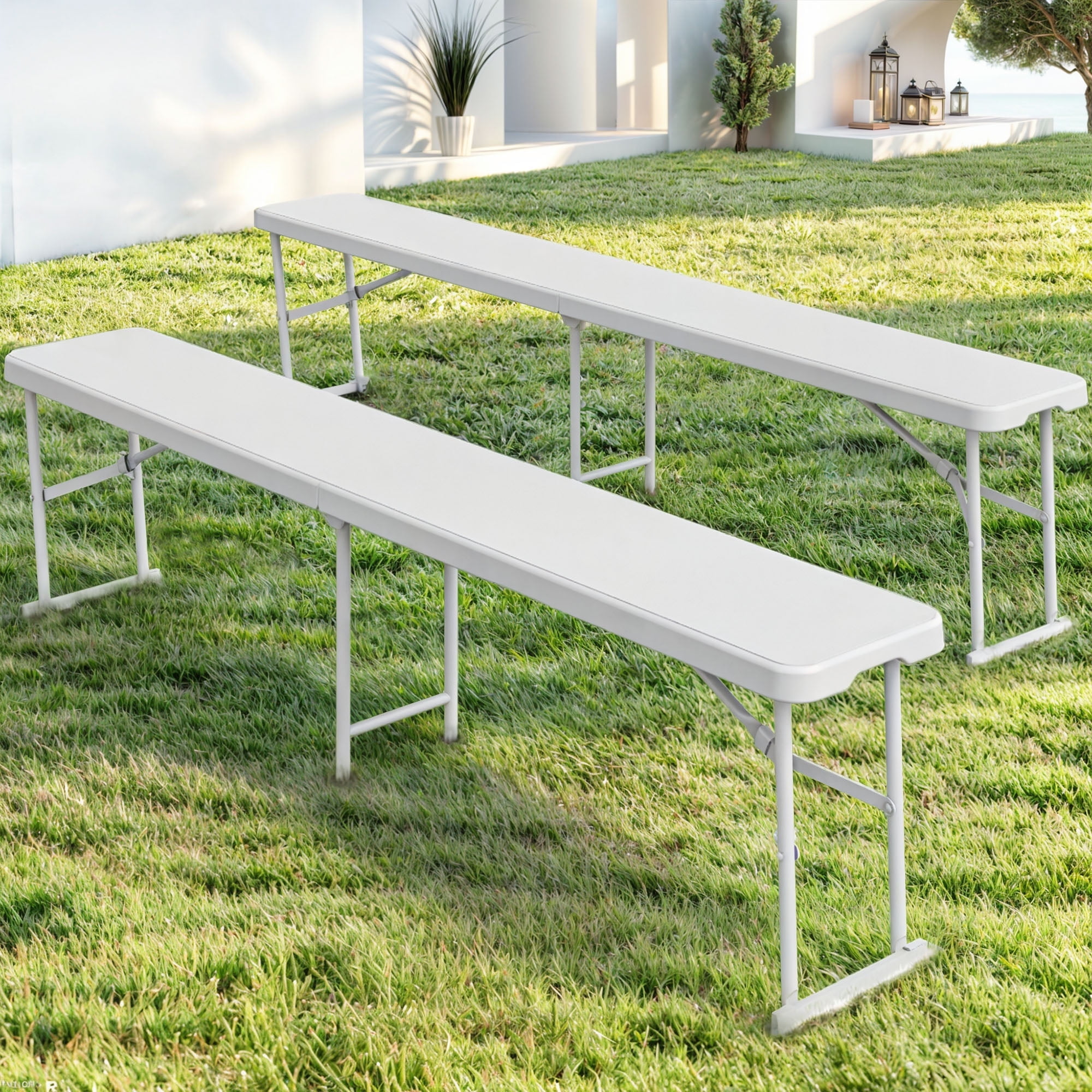 ModFusion 6ft Outdoor Folding Benches, 2-Pack Portable Lightweight ...