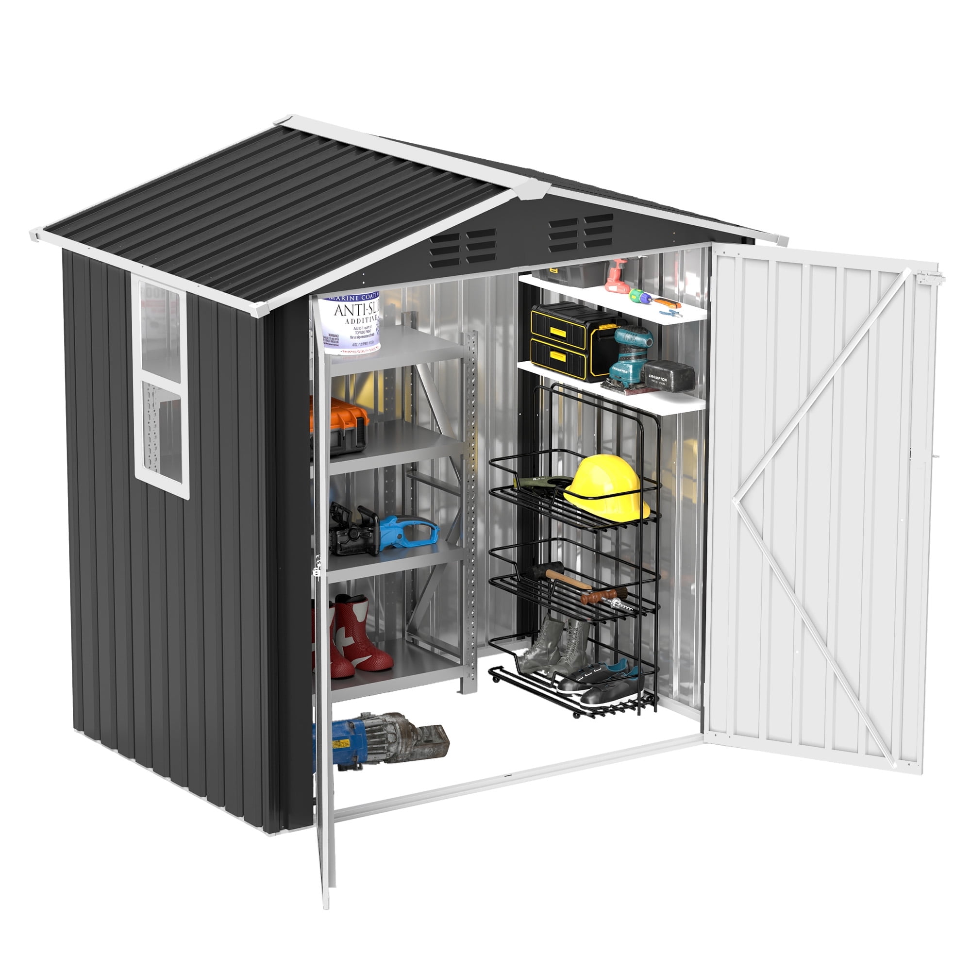 ModFusion 6x4 Ft Energy-Saving Storage Shed with Window, Lockable Doors ...