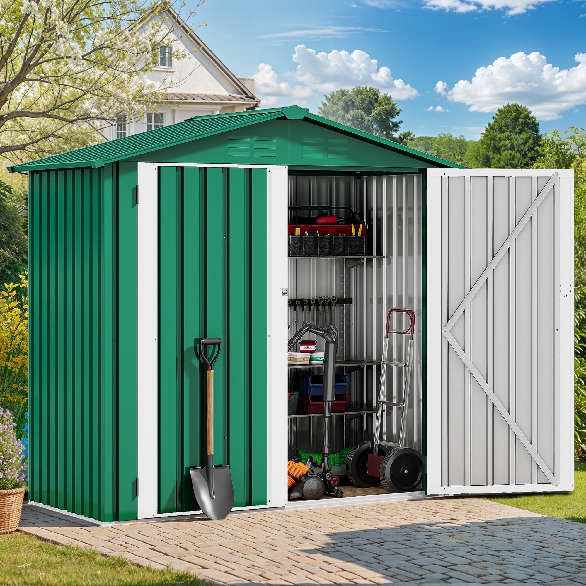 ModFusion 6x4 ft Metal Storage Shed with Protective Coating, Double ...