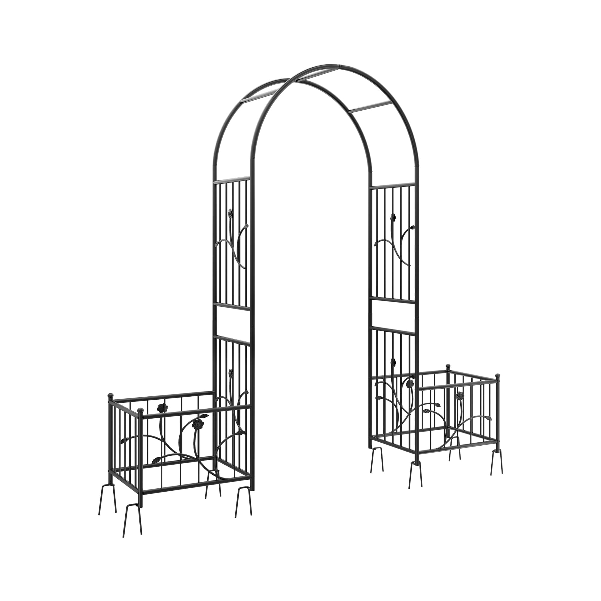 ModFusion 7.2 Ft Garden Arbor with Planter Box, Ground Stakes, Metal ...
