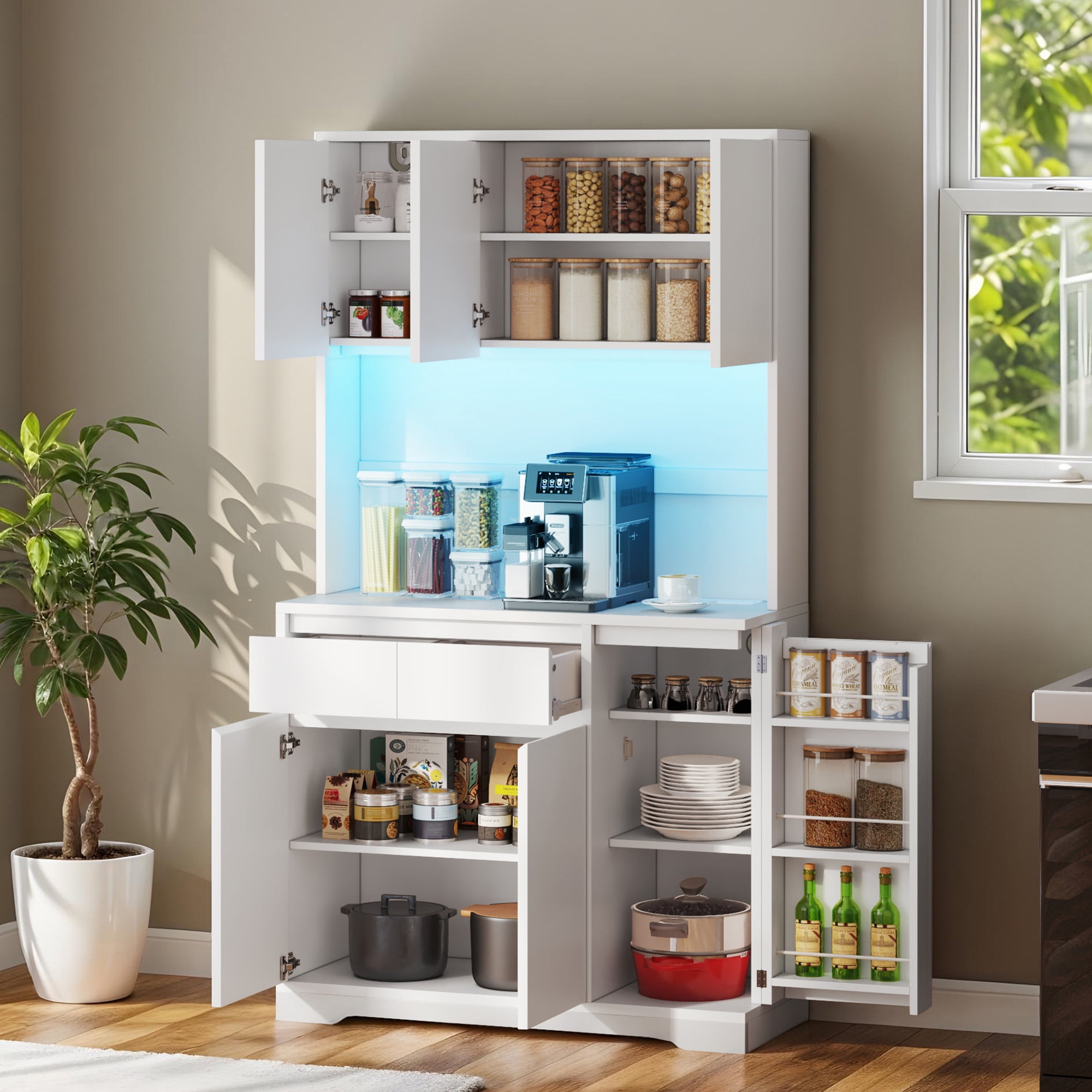 ModFusion 70-Inch Tall Pantry Cabinet with Power Strip Outlet, LED ...